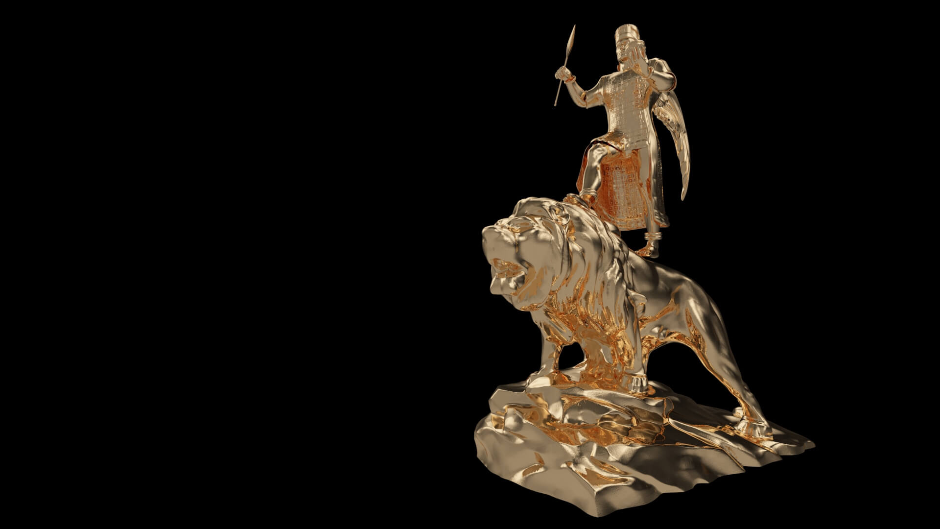 Haldi God Golden Statue - 3D Model by vardanvh