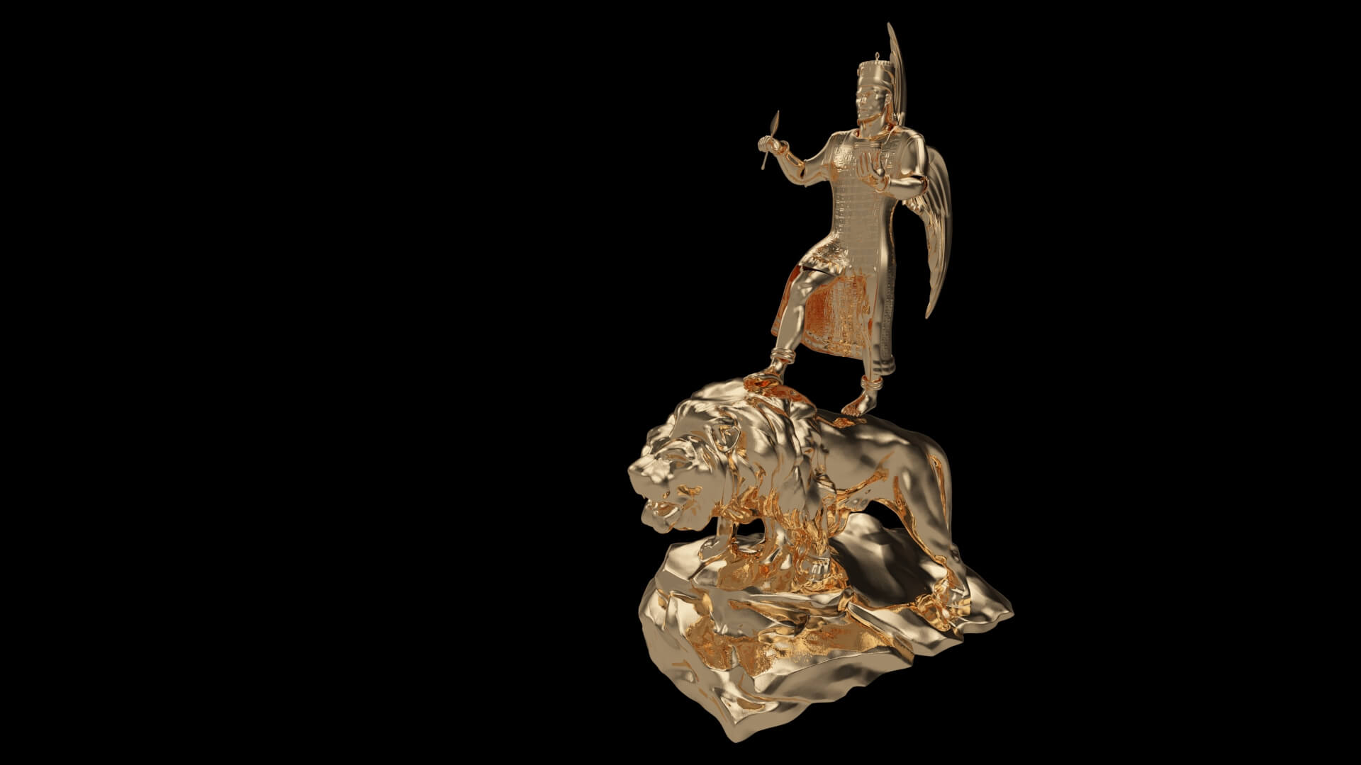 Haldi God Golden Statue - 3D Model by vardanvh