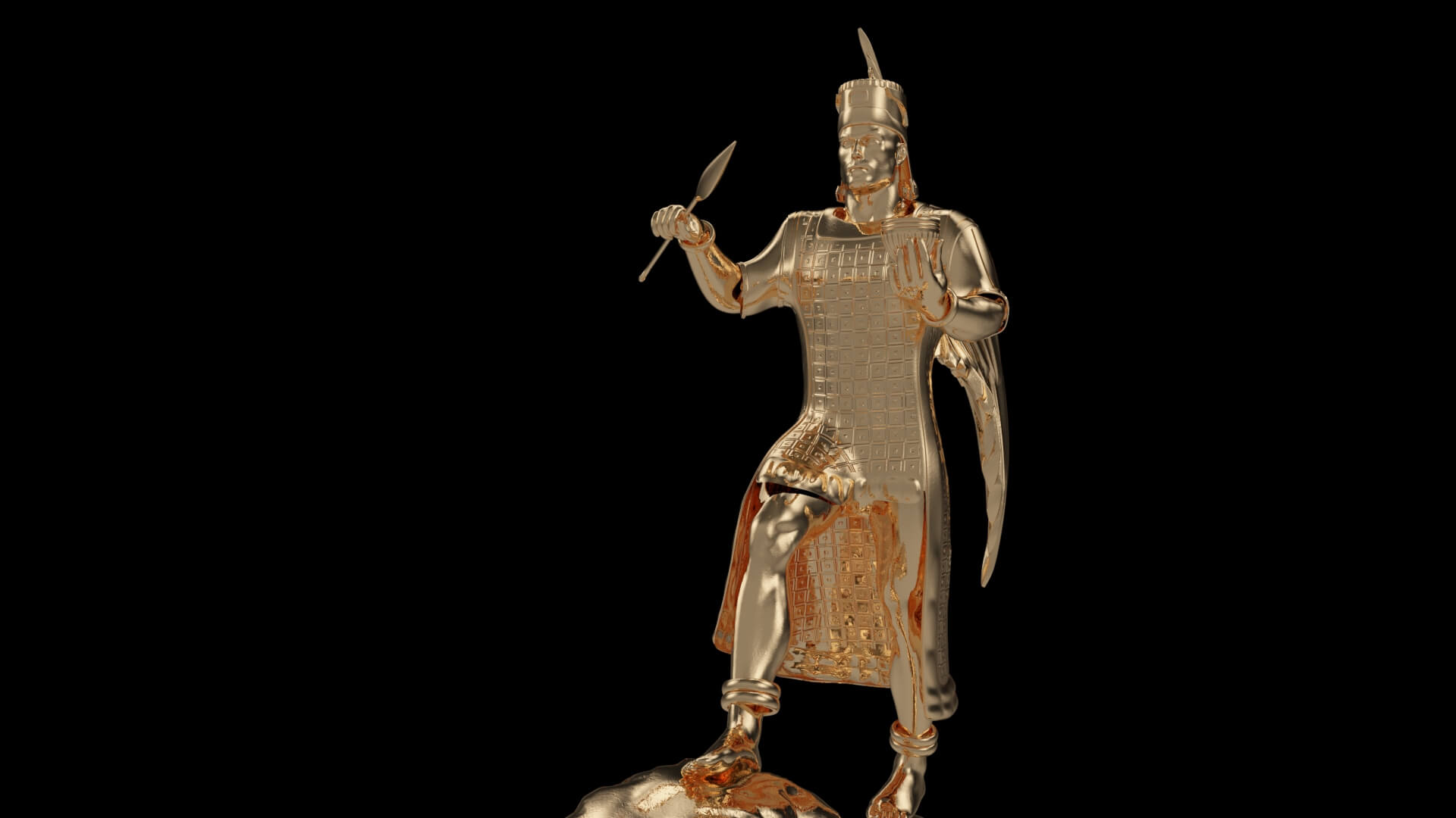 Haldi God Golden Statue - 3D Model by vardanvh