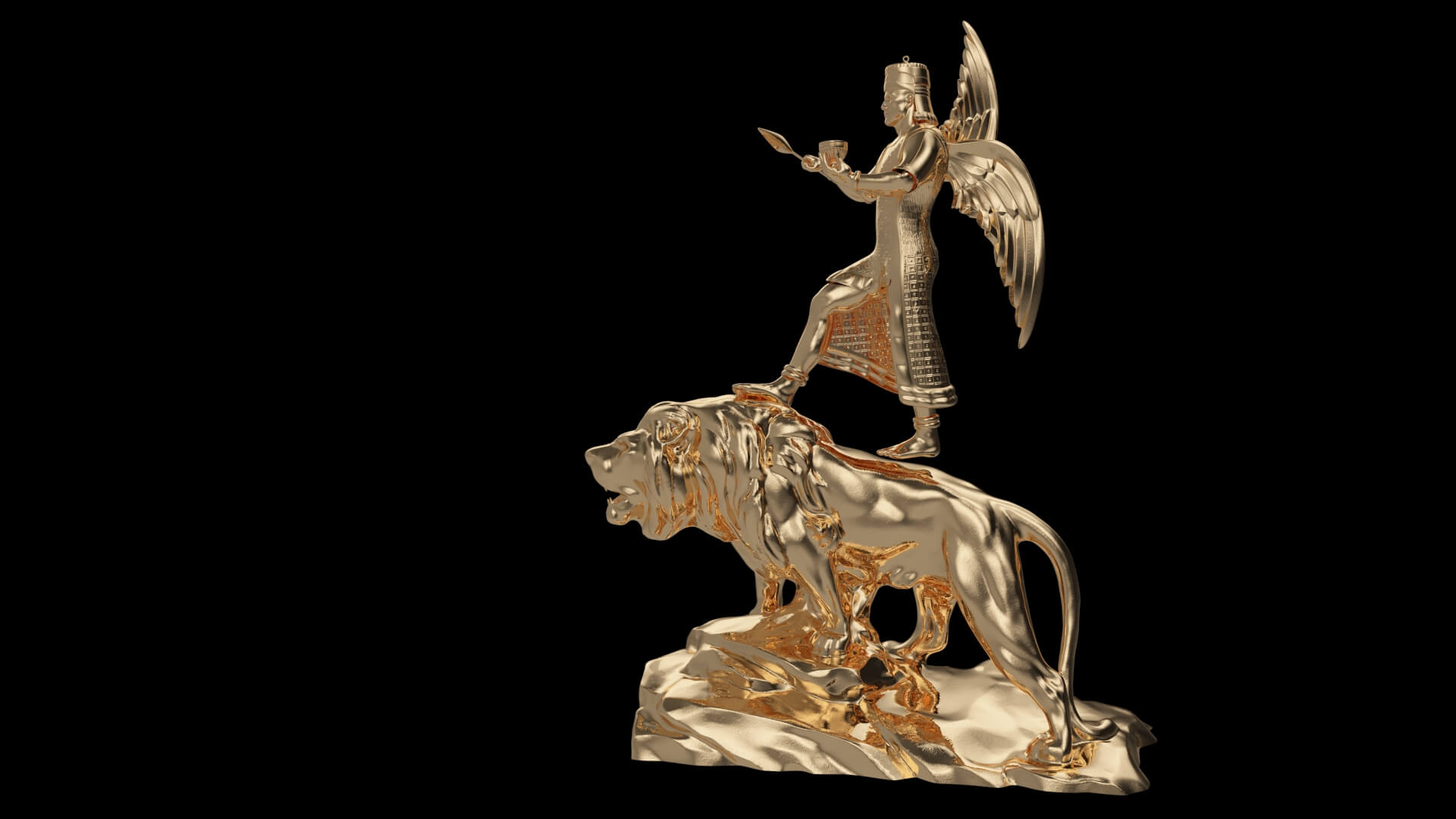 Haldi God Golden Statue - 3D Model by vardanvh