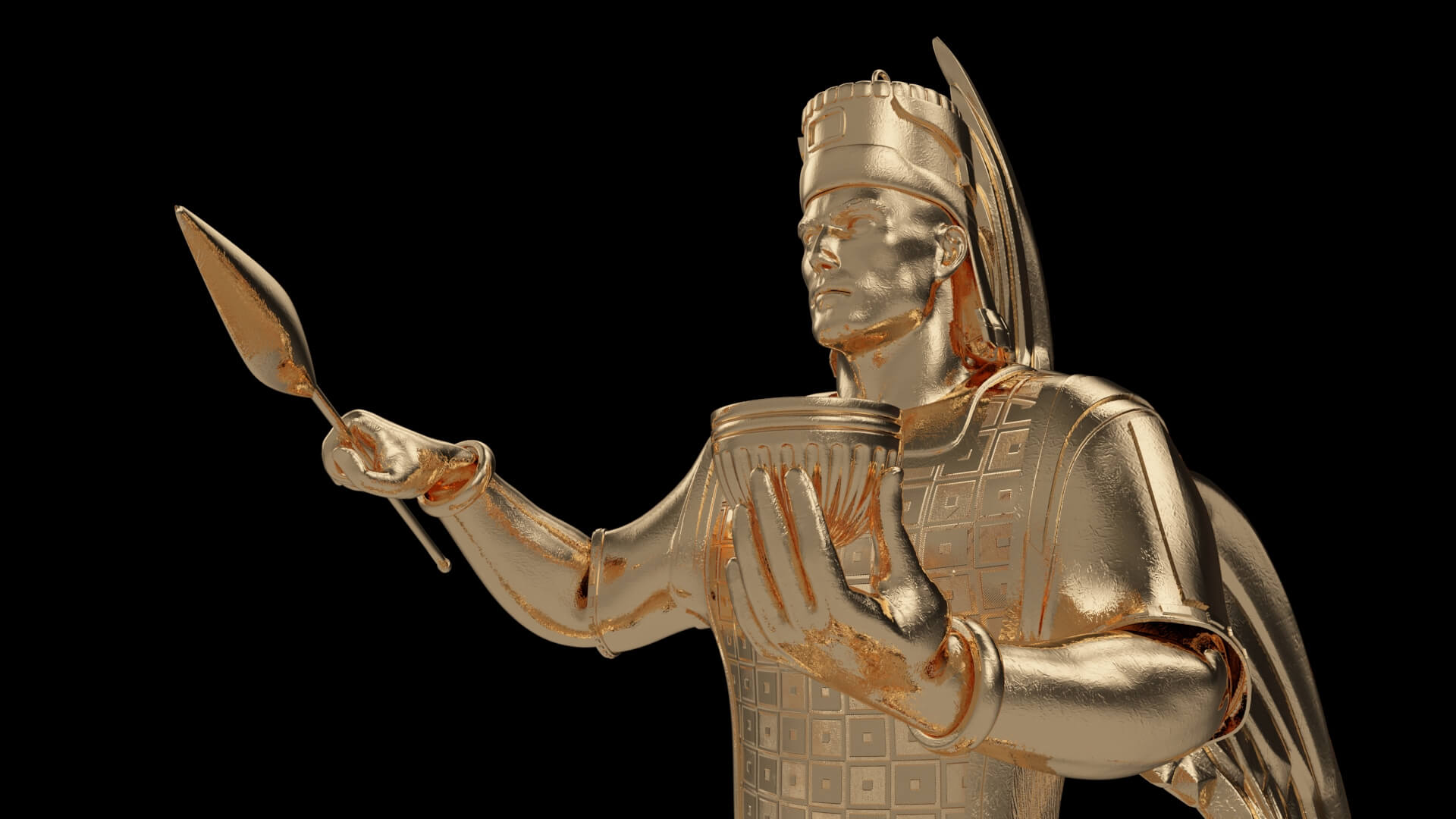 Haldi God Golden Statue - 3D Model by vardanvh