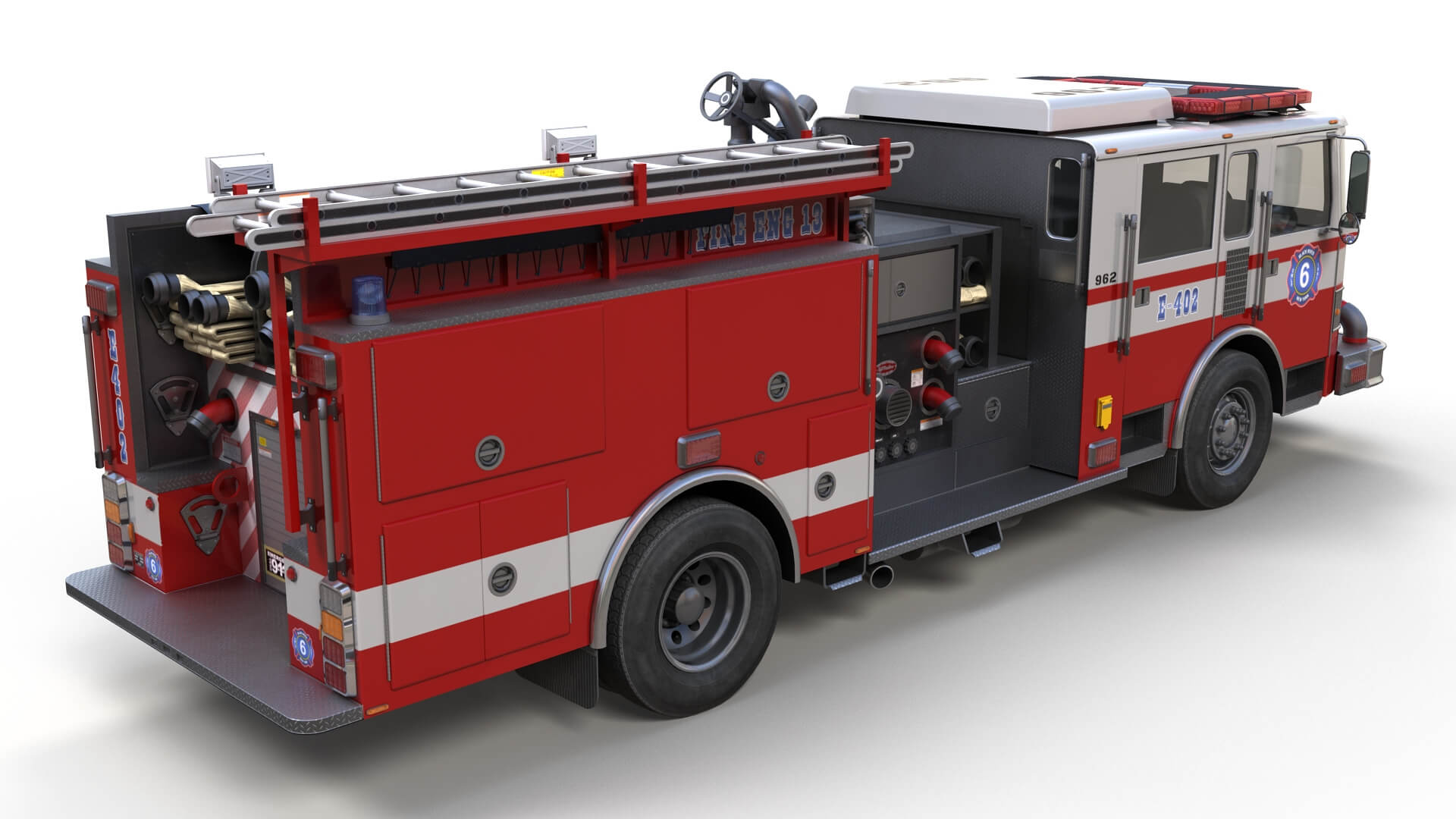 1995 Pierce Arrow Fire Truck - 3D Model by Veaceslav Condraciuc