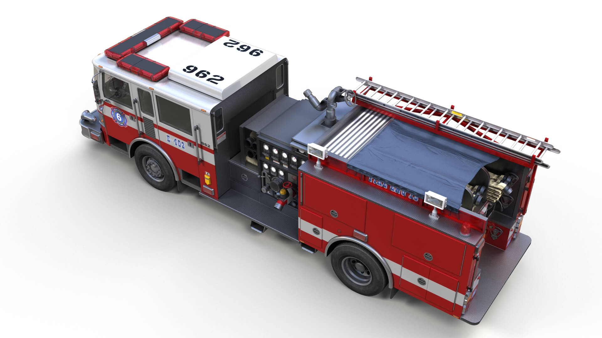 1995 Pierce Arrow Fire Truck - 3D Model by Veaceslav Condraciuc