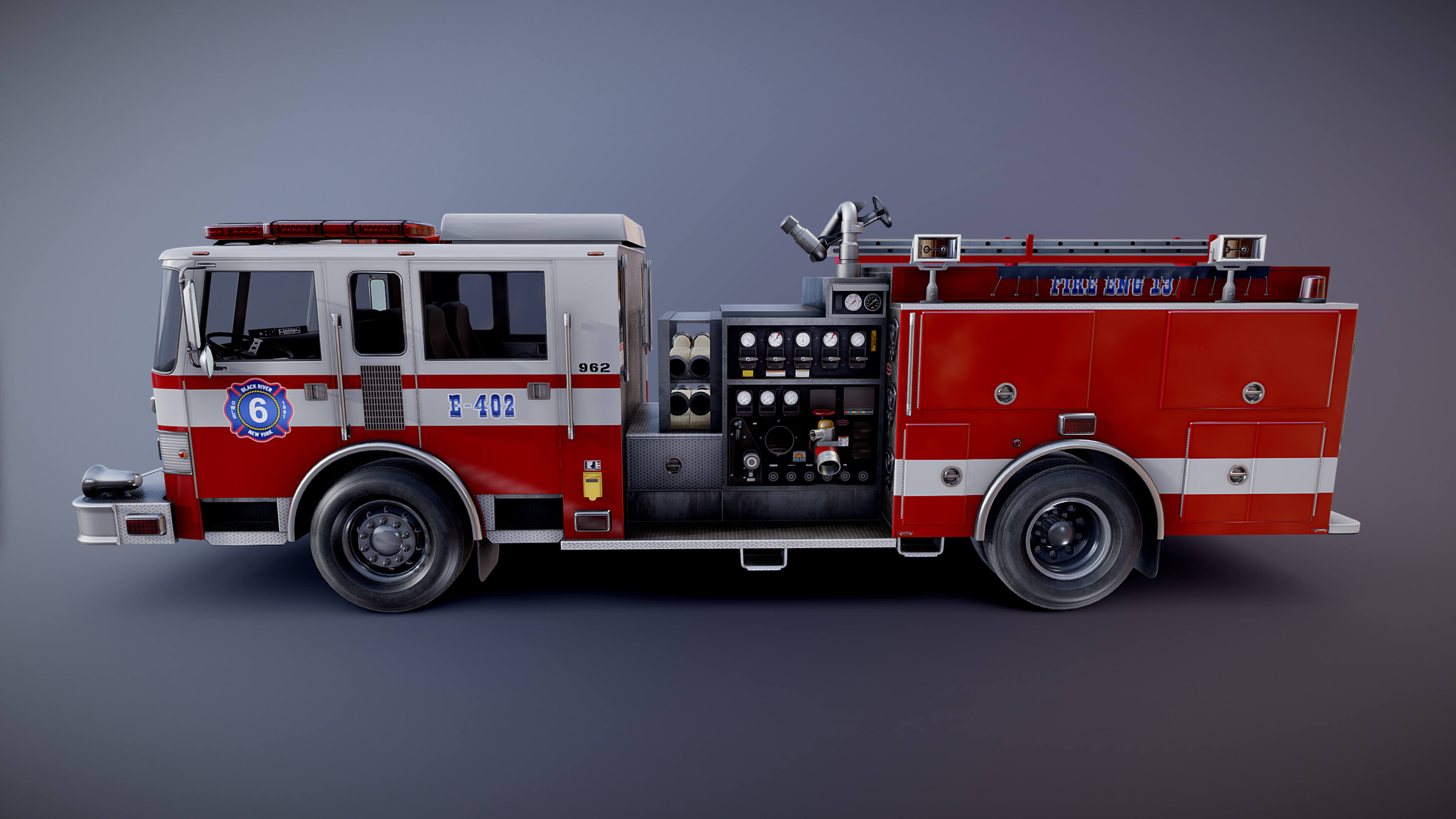 1995 Pierce Arrow Fire Truck - 3D Model by Veaceslav Condraciuc