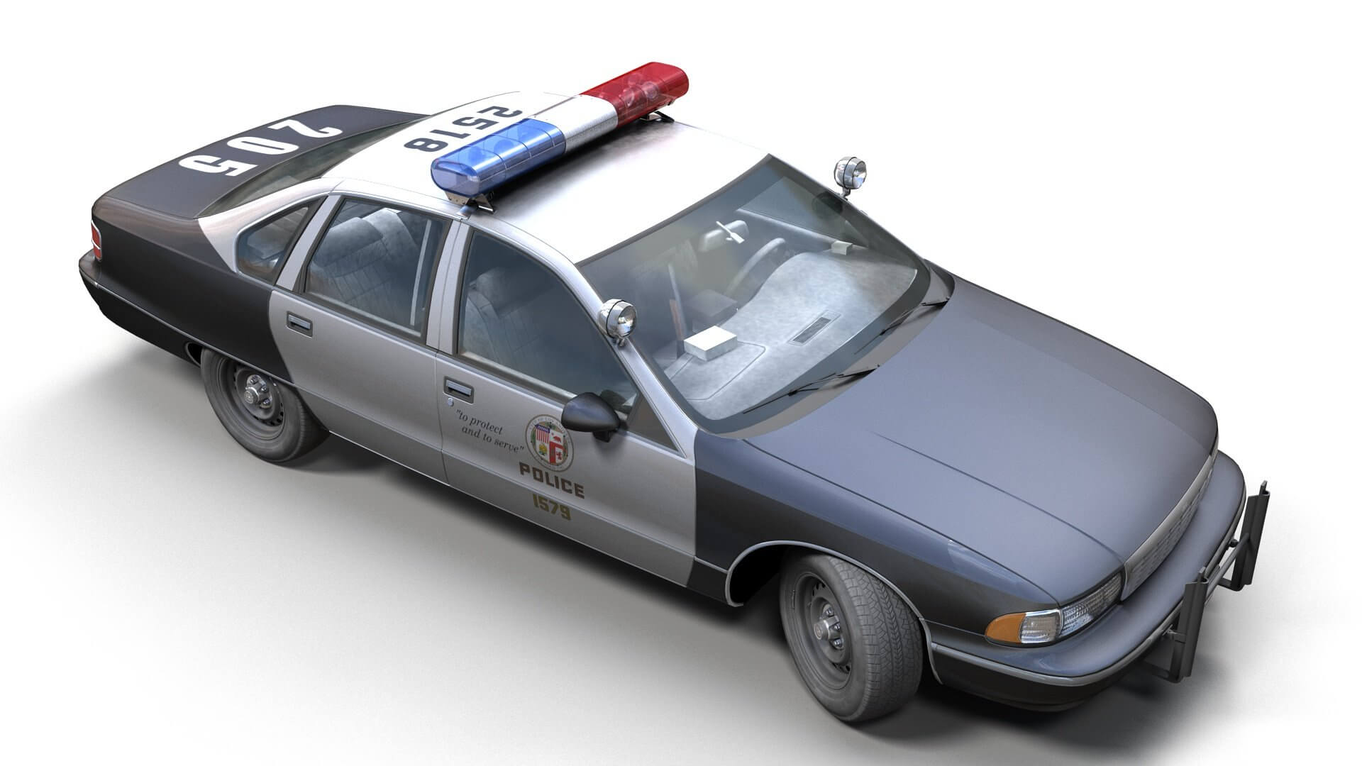 90s Generic Police Car - 3D Model by Veaceslav Condraciuc