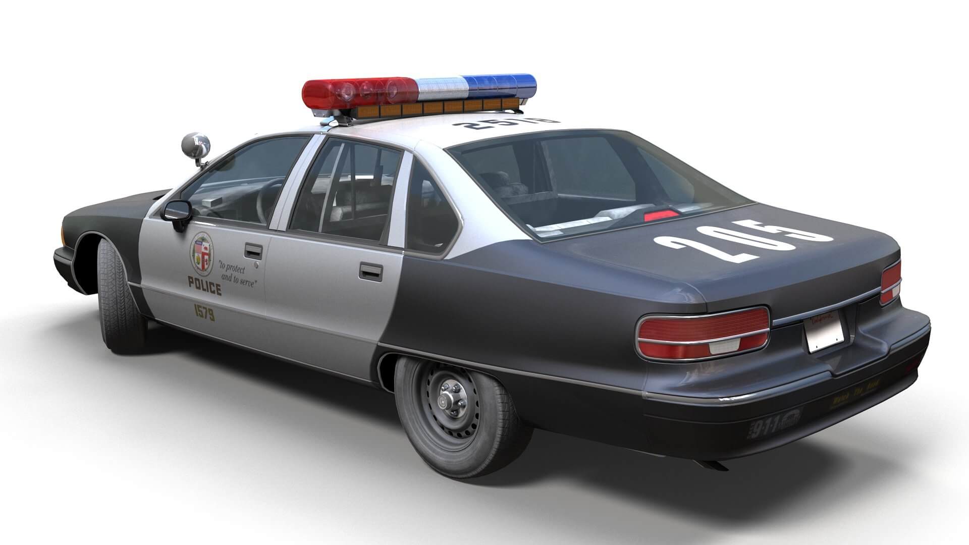 90s Generic Police Car - 3D Model by Veaceslav Condraciuc