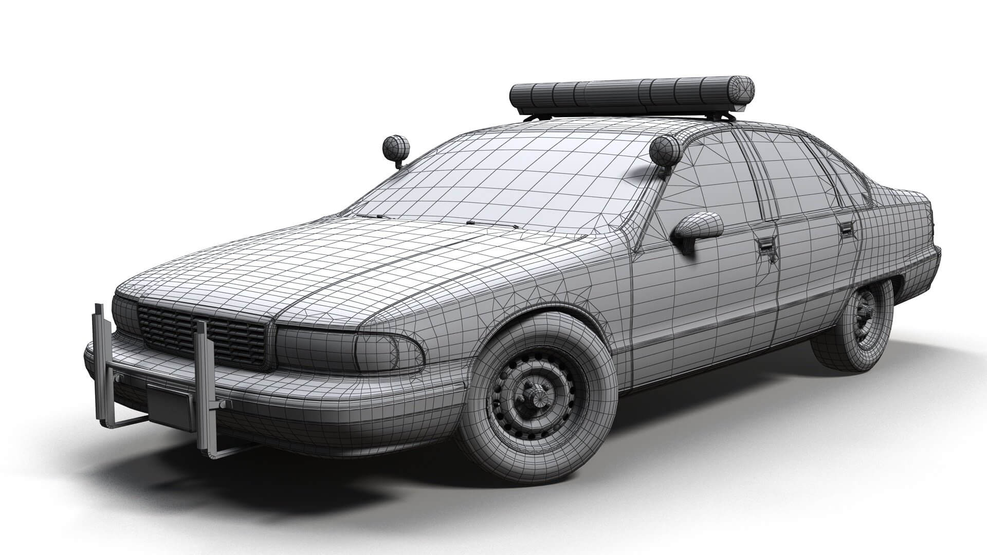 90s Generic Police Car - 3D Model by Veaceslav Condraciuc