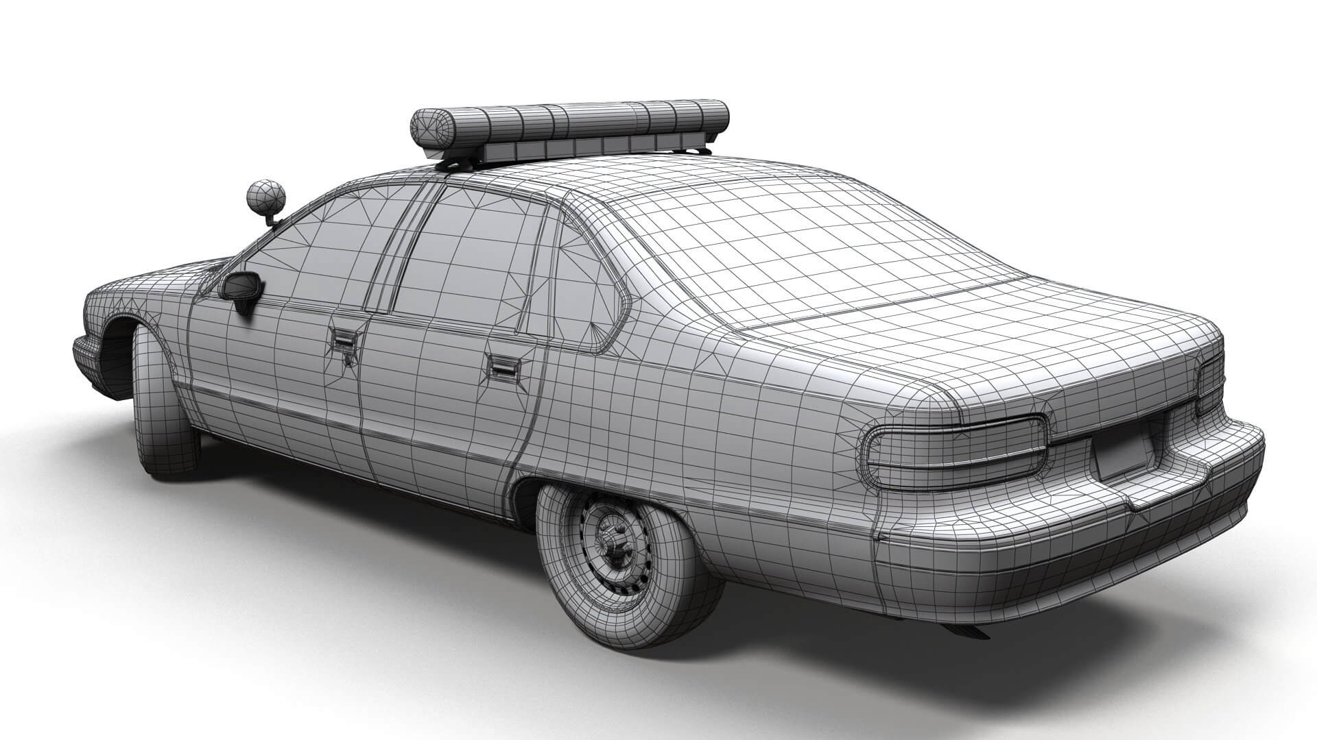 90s Generic Police Car - 3D Model by Veaceslav Condraciuc