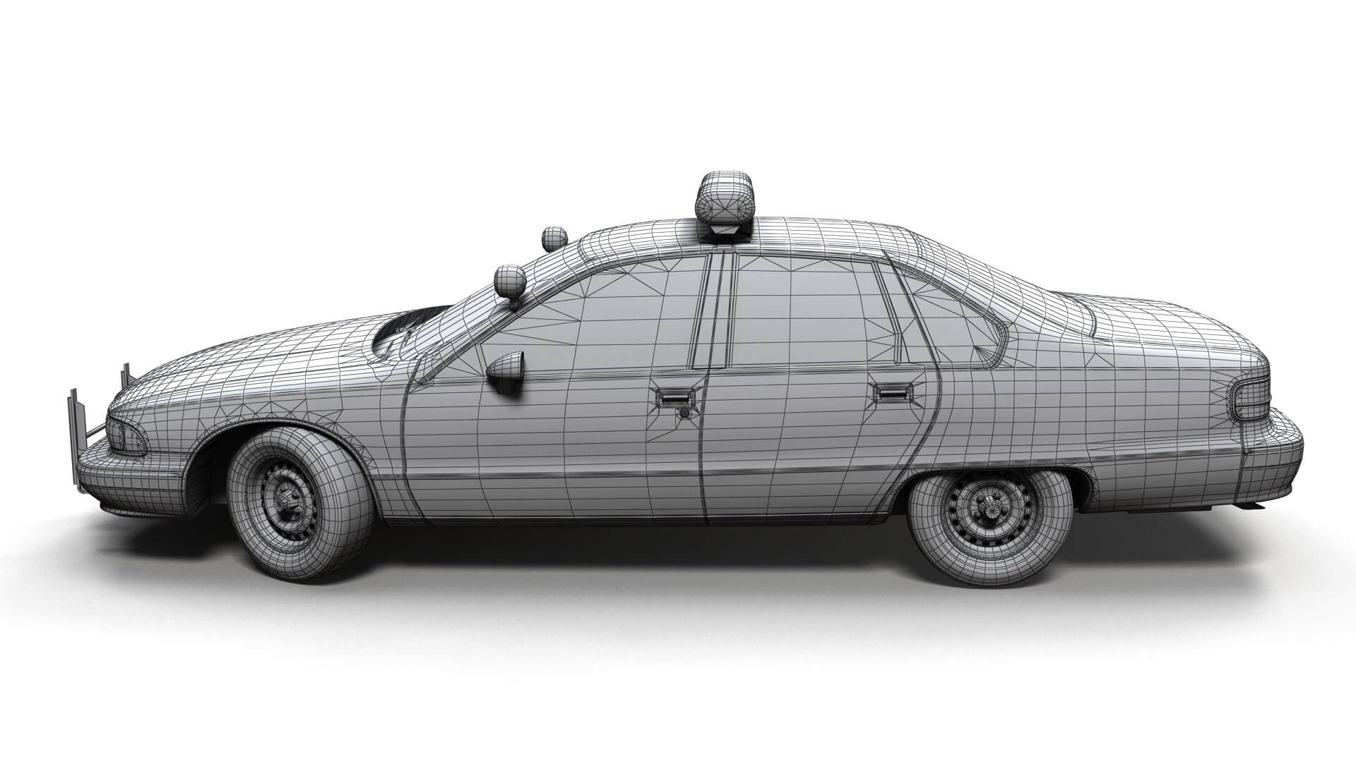 90s Generic Police Car - 3D Model by Veaceslav Condraciuc