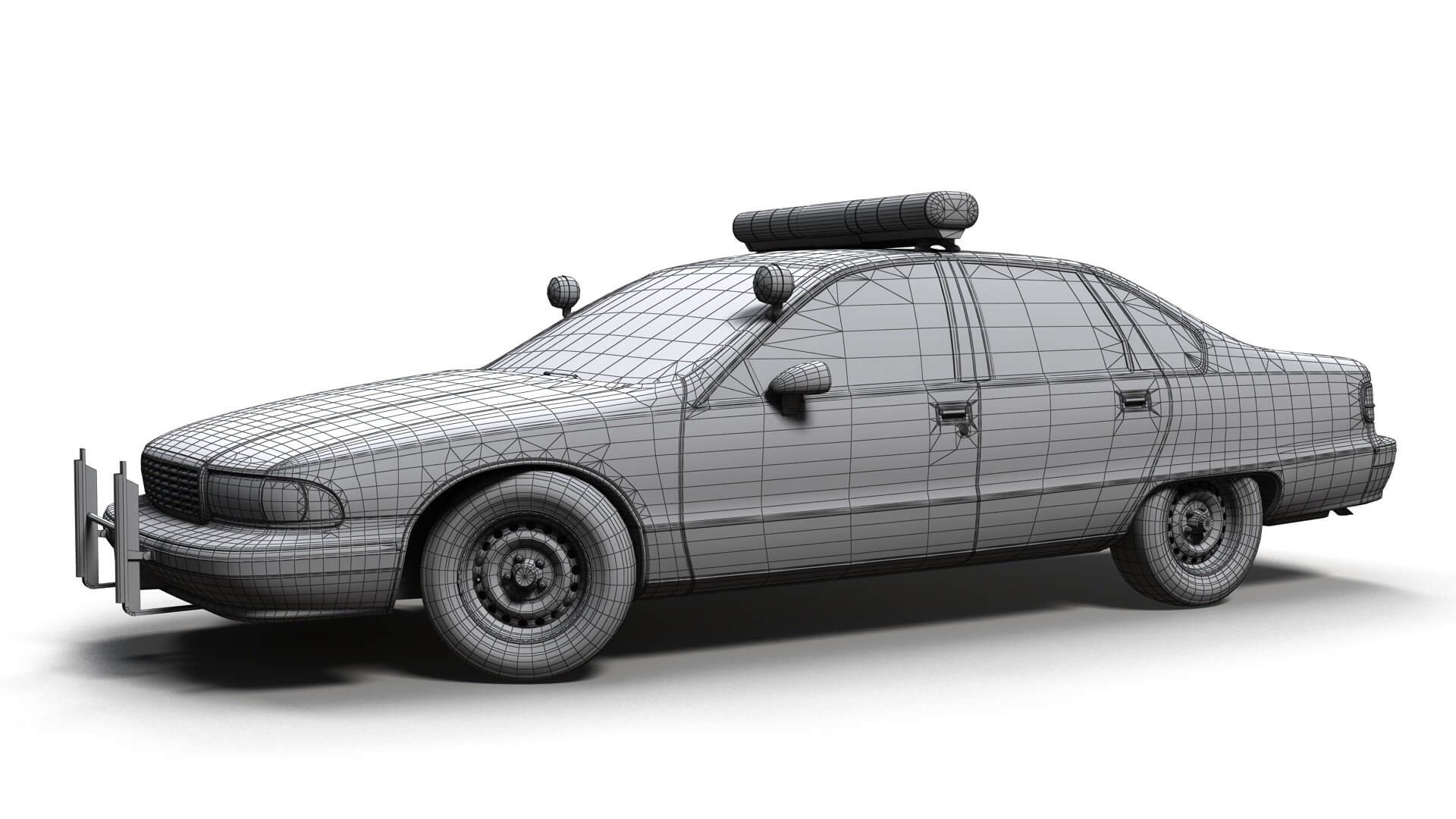 90s Generic Police Car - 3D Model by Veaceslav Condraciuc