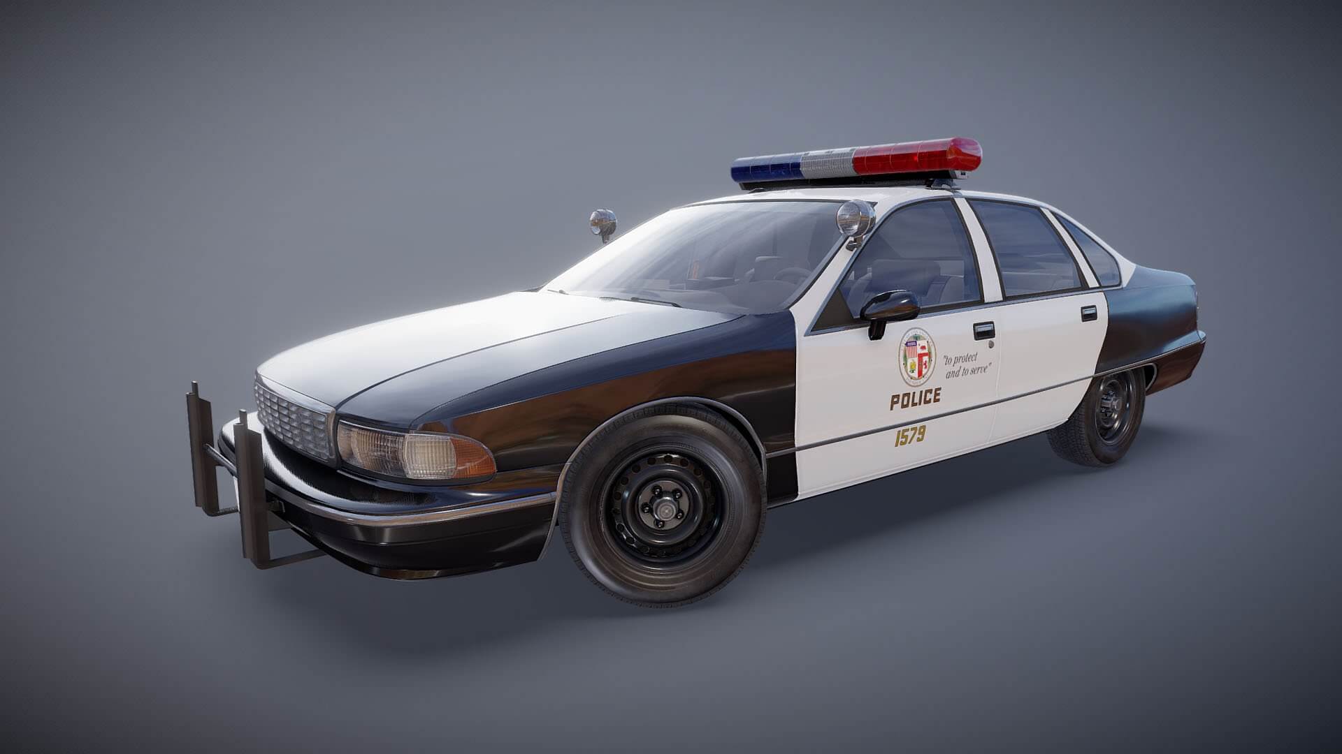 90s Generic Police Car - 3D Model by Veaceslav Condraciuc