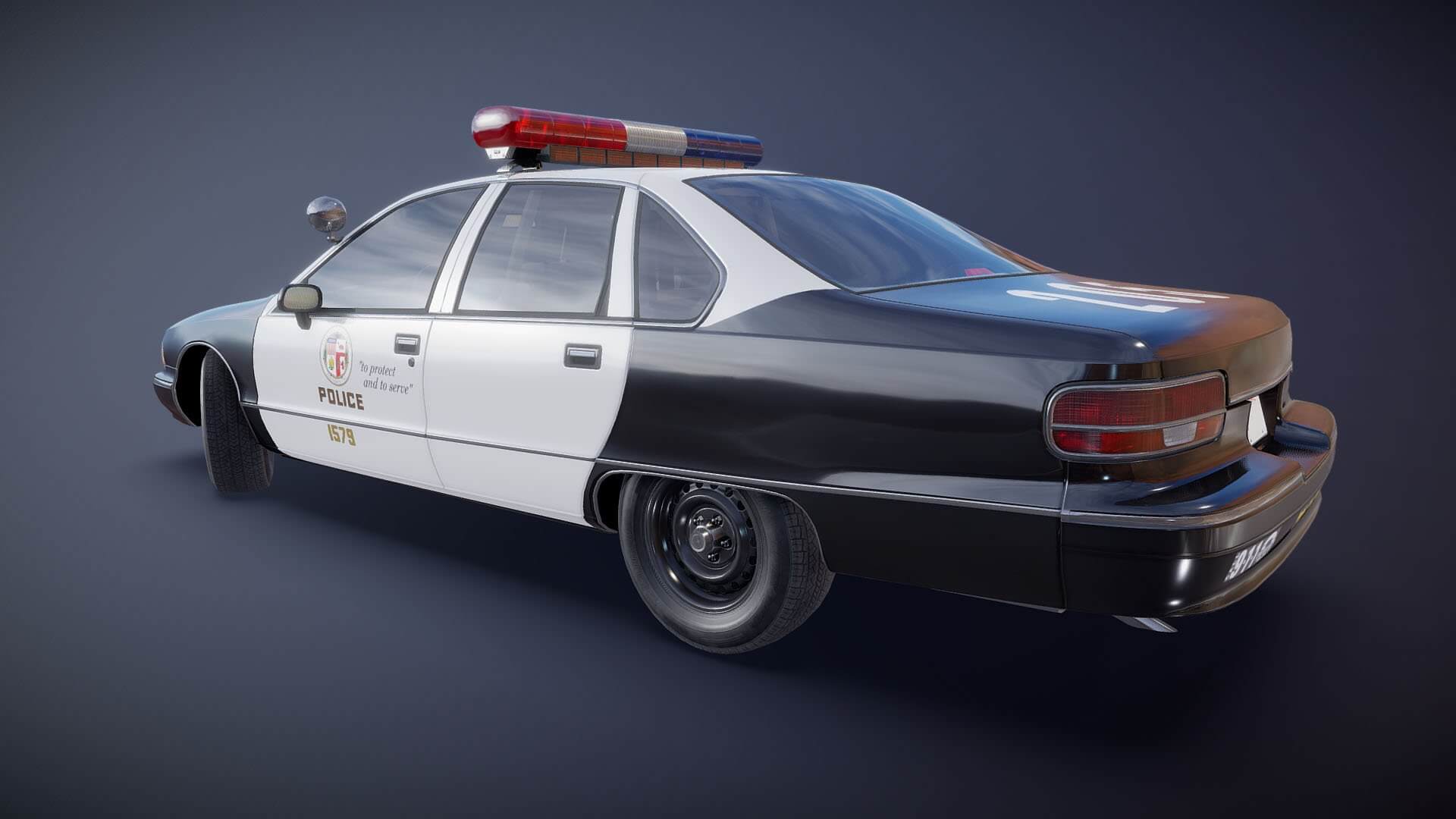 90s Generic Police Car - 3D Model by Veaceslav Condraciuc