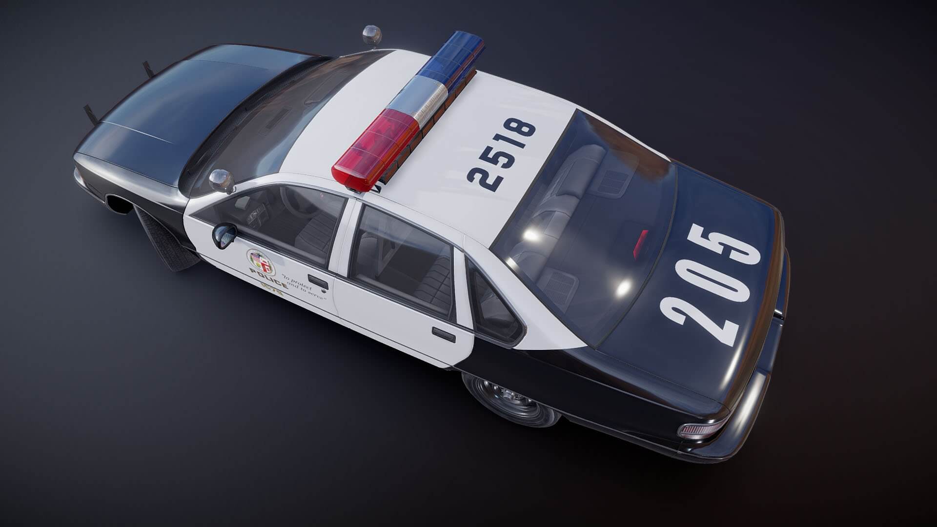 90s Generic Police Car - 3D Model by Veaceslav Condraciuc