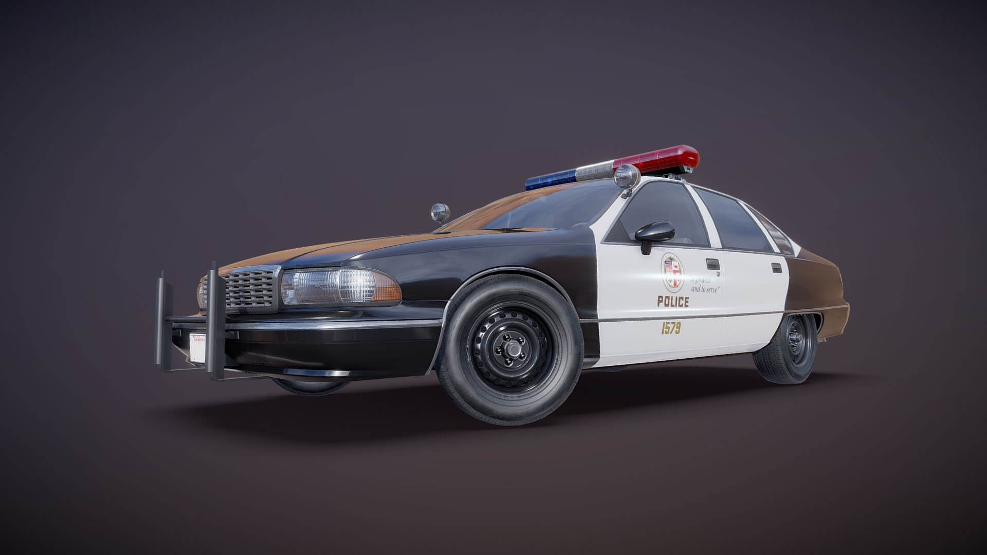 90s Generic Police Car - 3D Model by Veaceslav Condraciuc