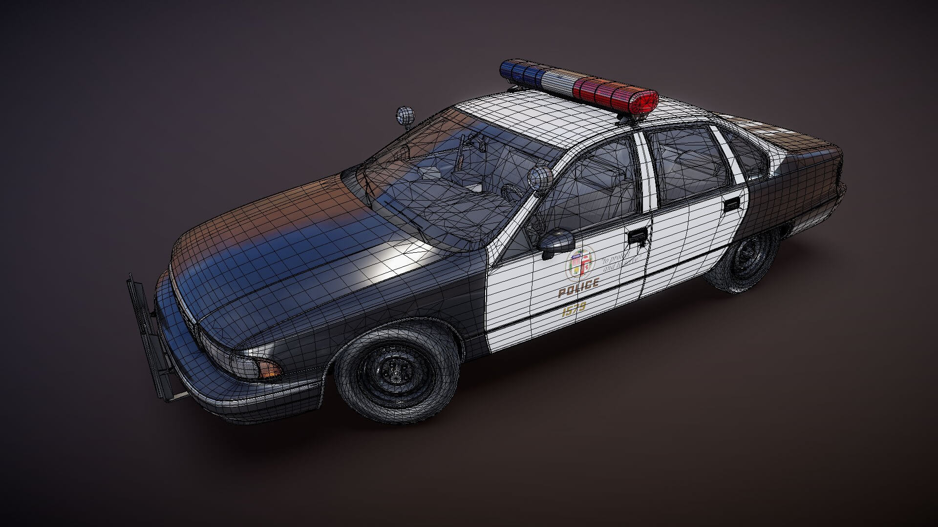 90s Generic Police Car - 3D Model by Veaceslav Condraciuc