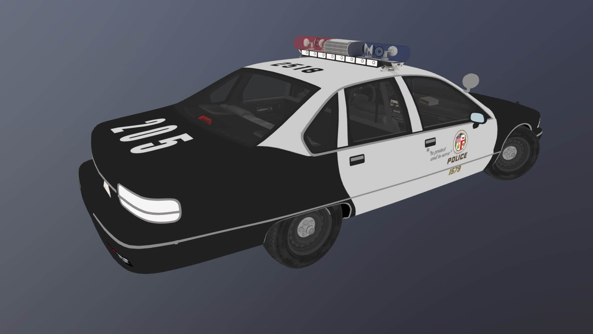 90s Generic Police Car - 3D Model by Veaceslav Condraciuc