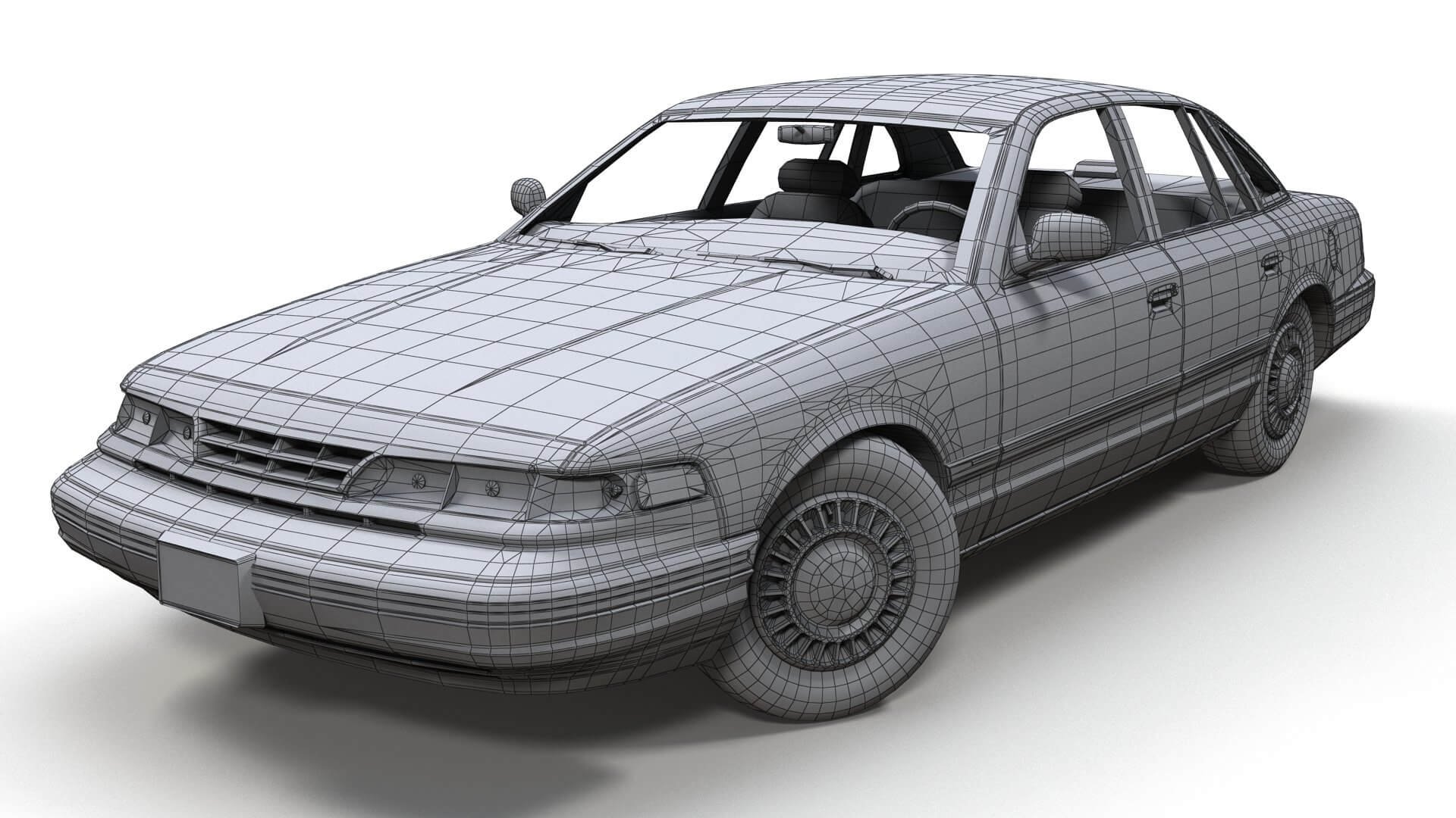 American 90s Generic Sedan - 3D Model by Veaceslav Condraciuc