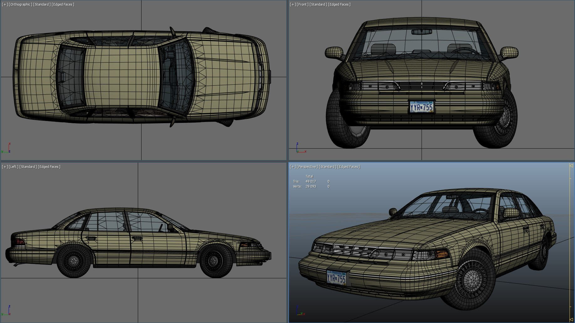 American 90s Generic Sedan - 3D Model by Veaceslav Condraciuc