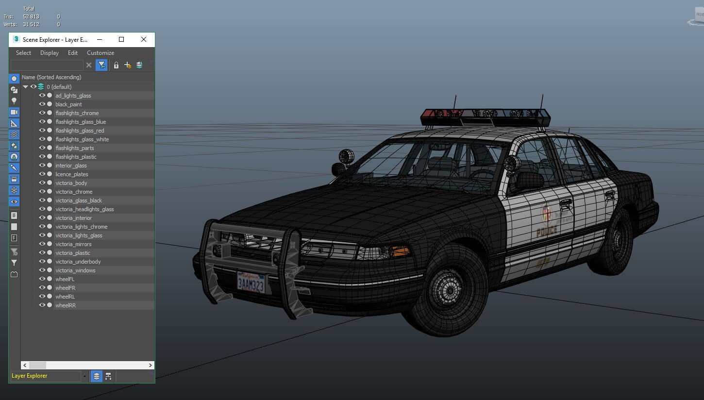 American 90s Police Car - 3D Model by Veaceslav Condraciuc