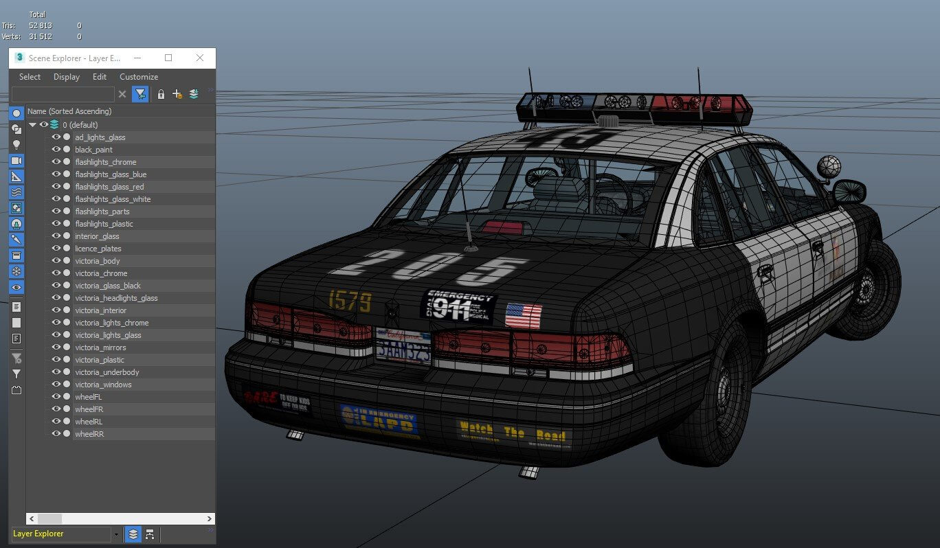 American 90s Police Car - 3D Model by Veaceslav Condraciuc