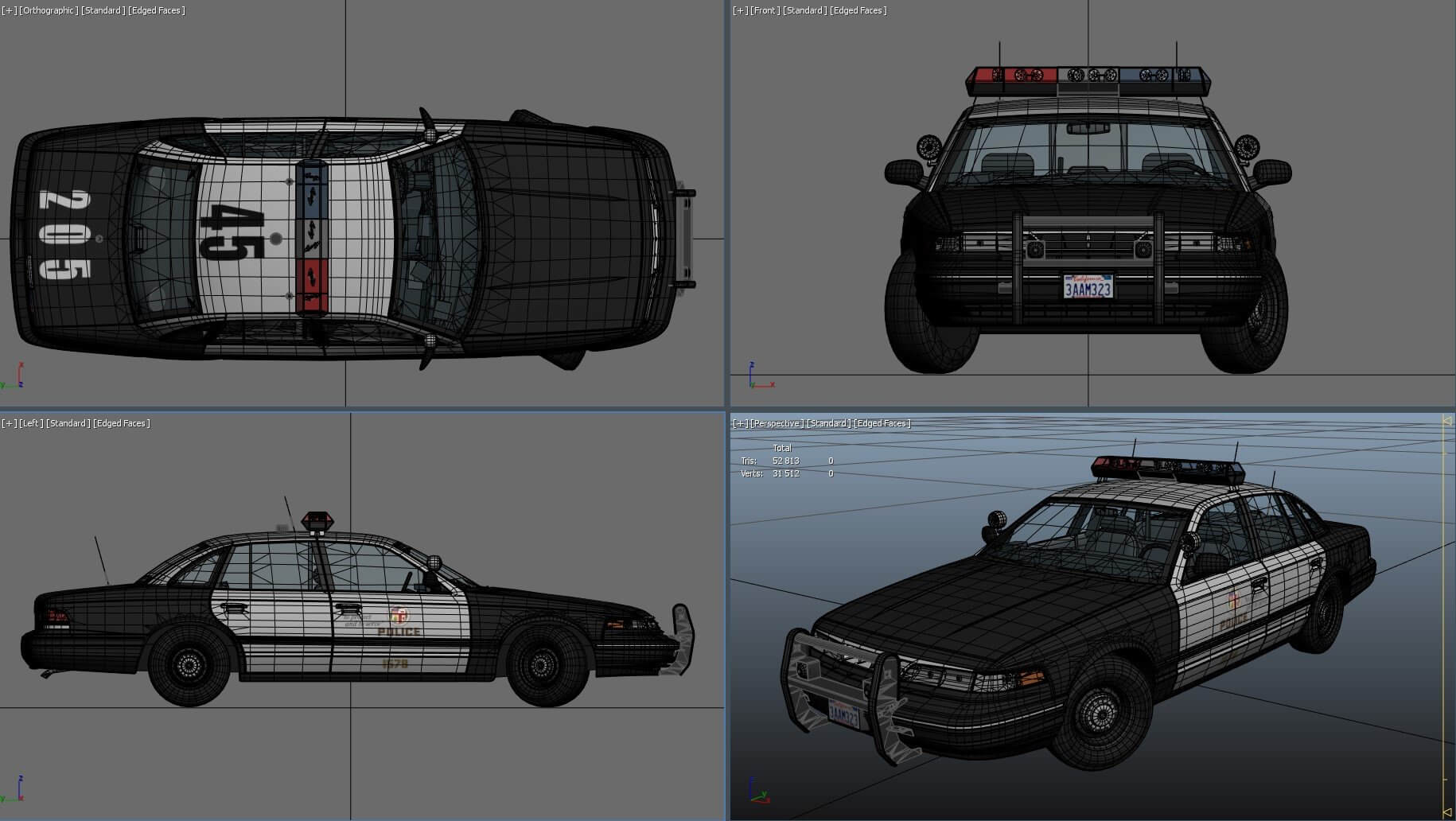 American 90s Police Car - 3D Model by Veaceslav Condraciuc