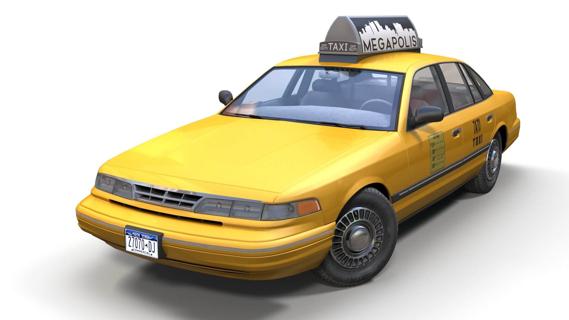 American 90s Taxi Sedan - 3D Model by Veaceslav Condraciuc
