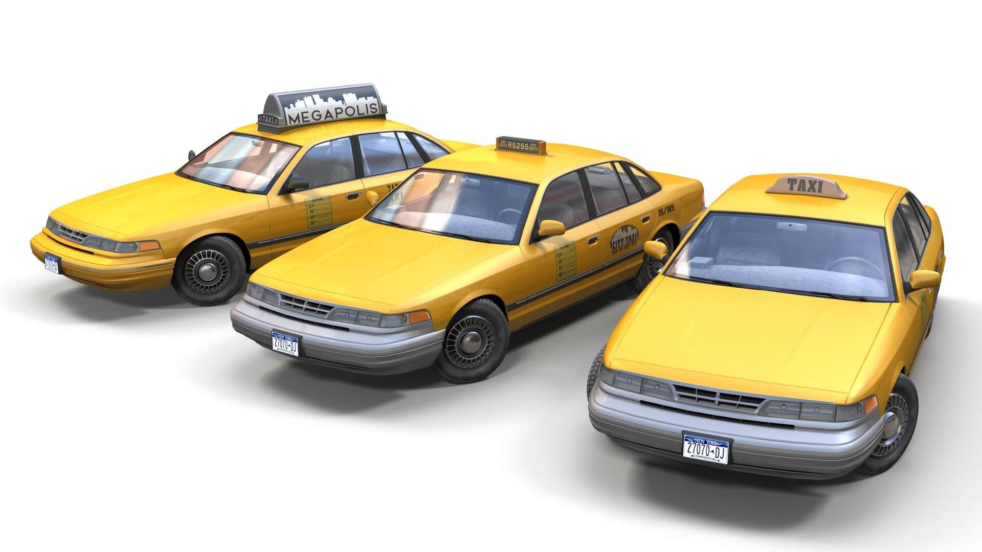American 90s Taxi Sedan - 3D Model by Veaceslav Condraciuc