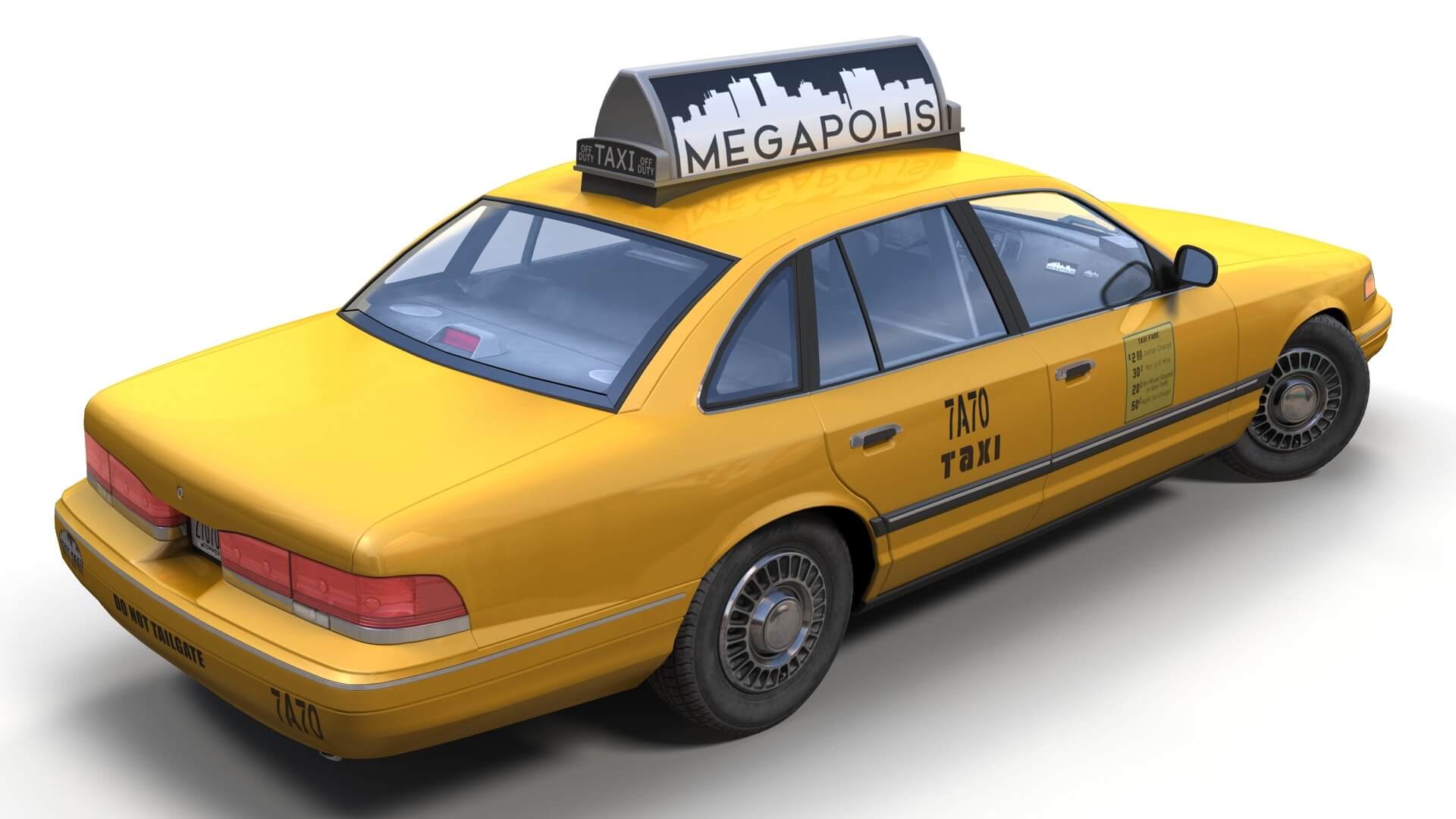 American 90s Taxi Sedan - 3D Model by Veaceslav Condraciuc