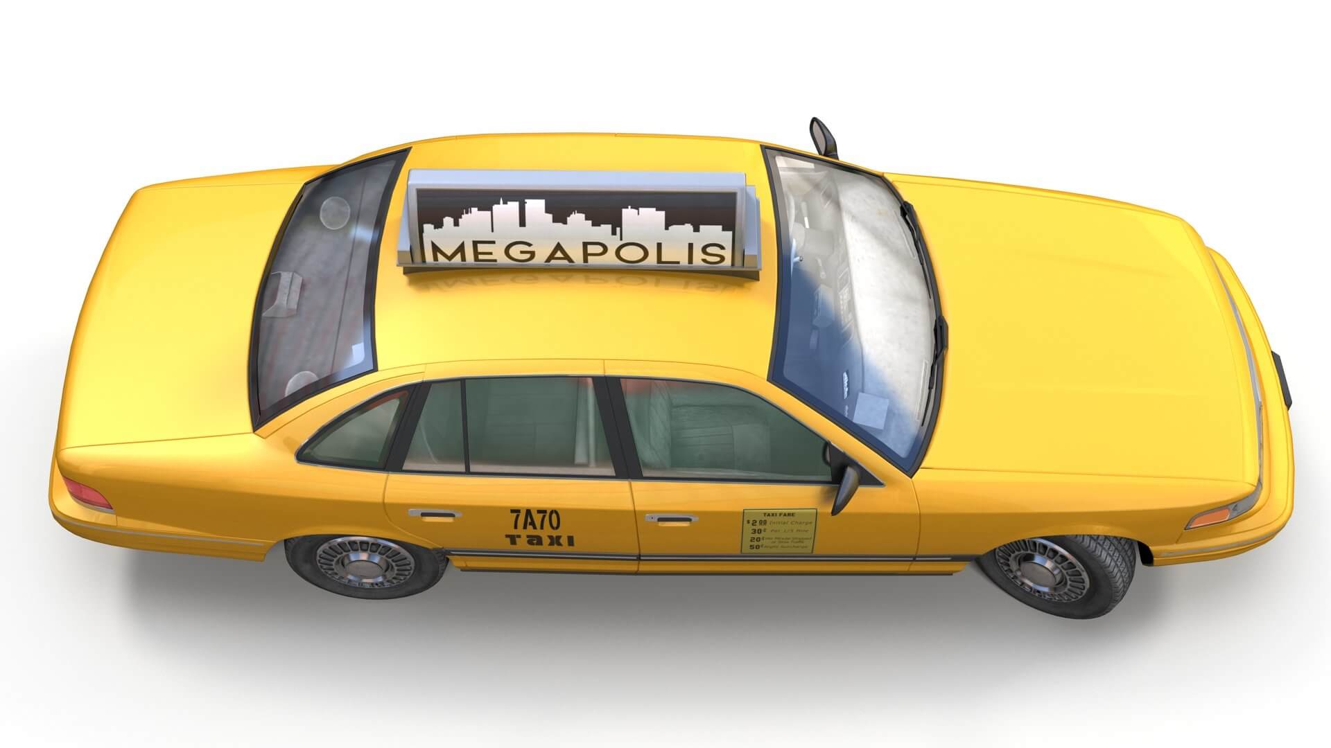 American 90s Taxi Sedan - 3D Model by Veaceslav Condraciuc