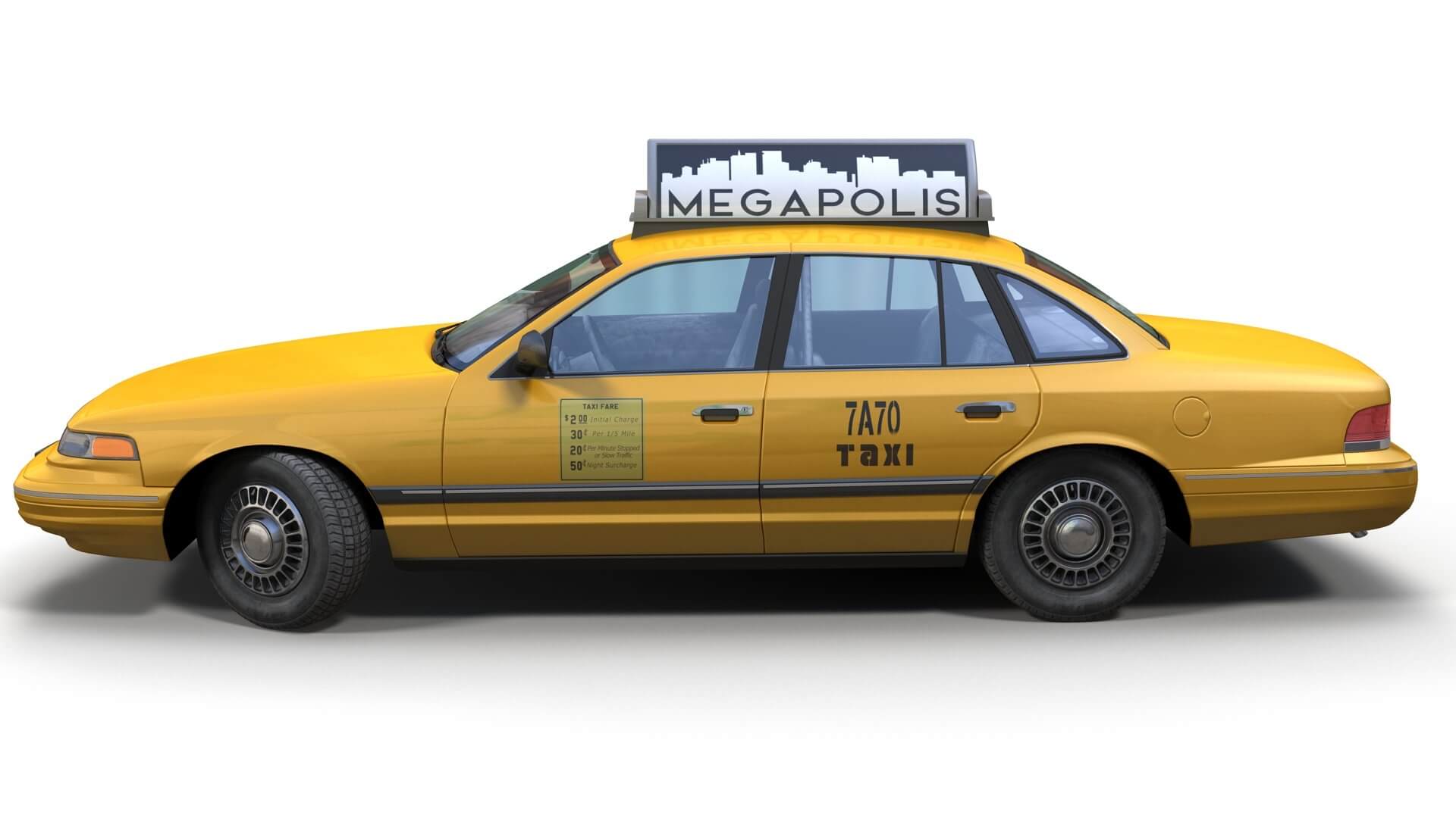 American 90s Taxi Sedan - 3D Model by Veaceslav Condraciuc