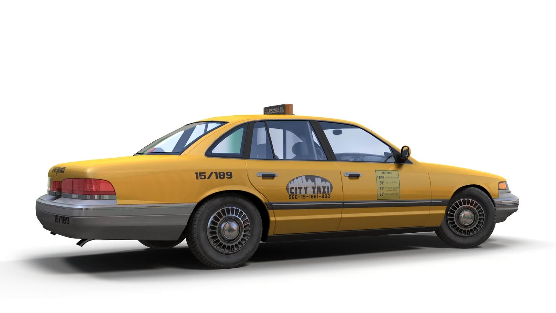 American 90s Taxi Sedan - 3D Model by Veaceslav Condraciuc