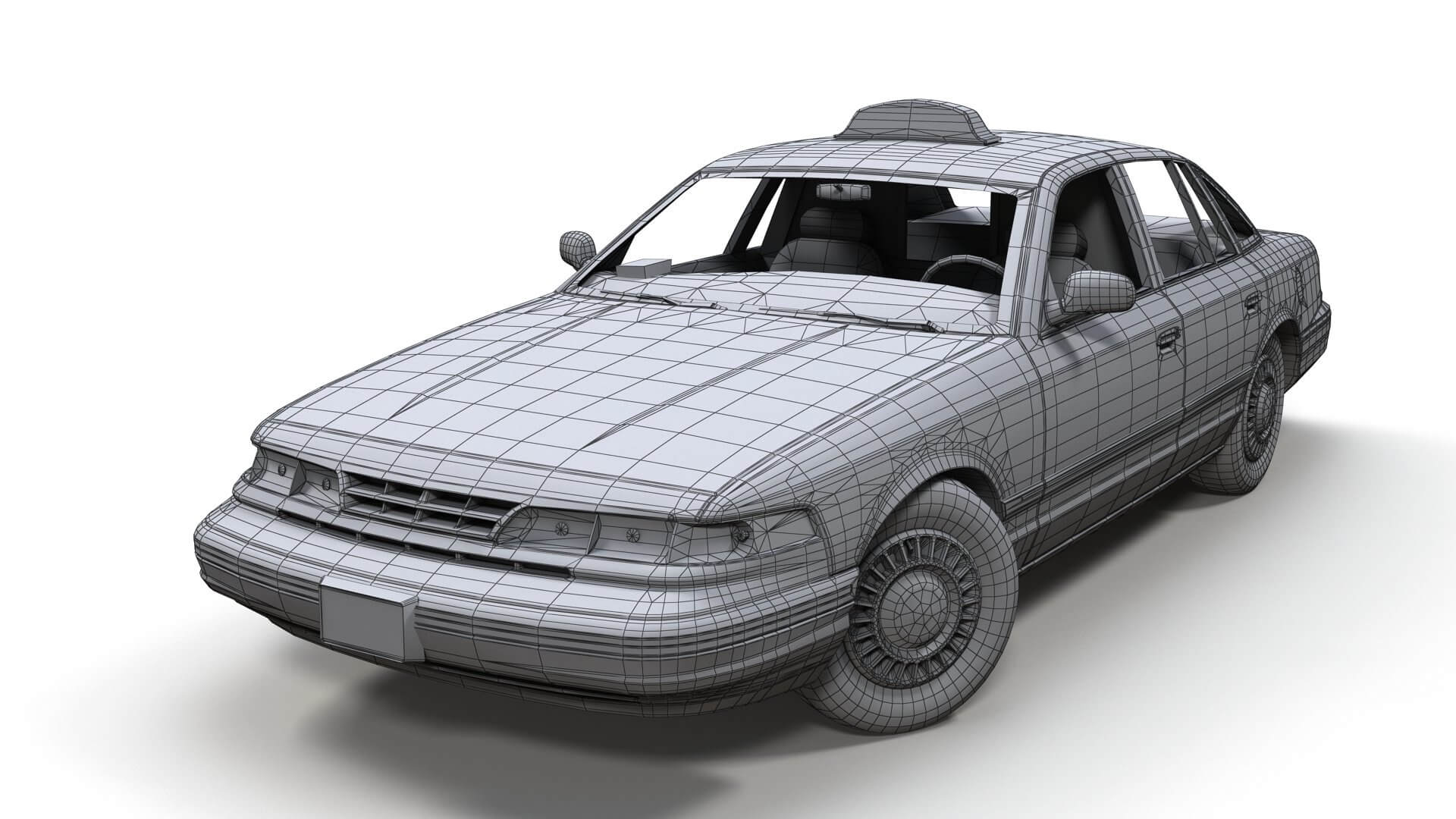 American 90s Taxi Sedan - 3D Model by Veaceslav Condraciuc