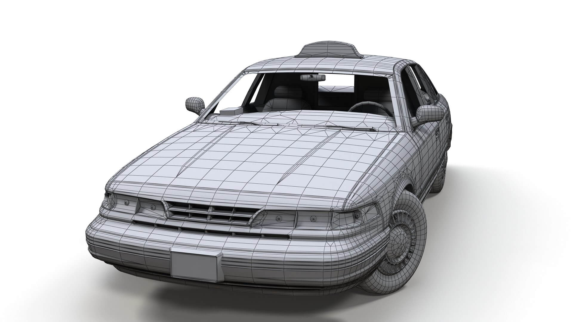 American 90s Taxi Sedan - 3D Model by Veaceslav Condraciuc