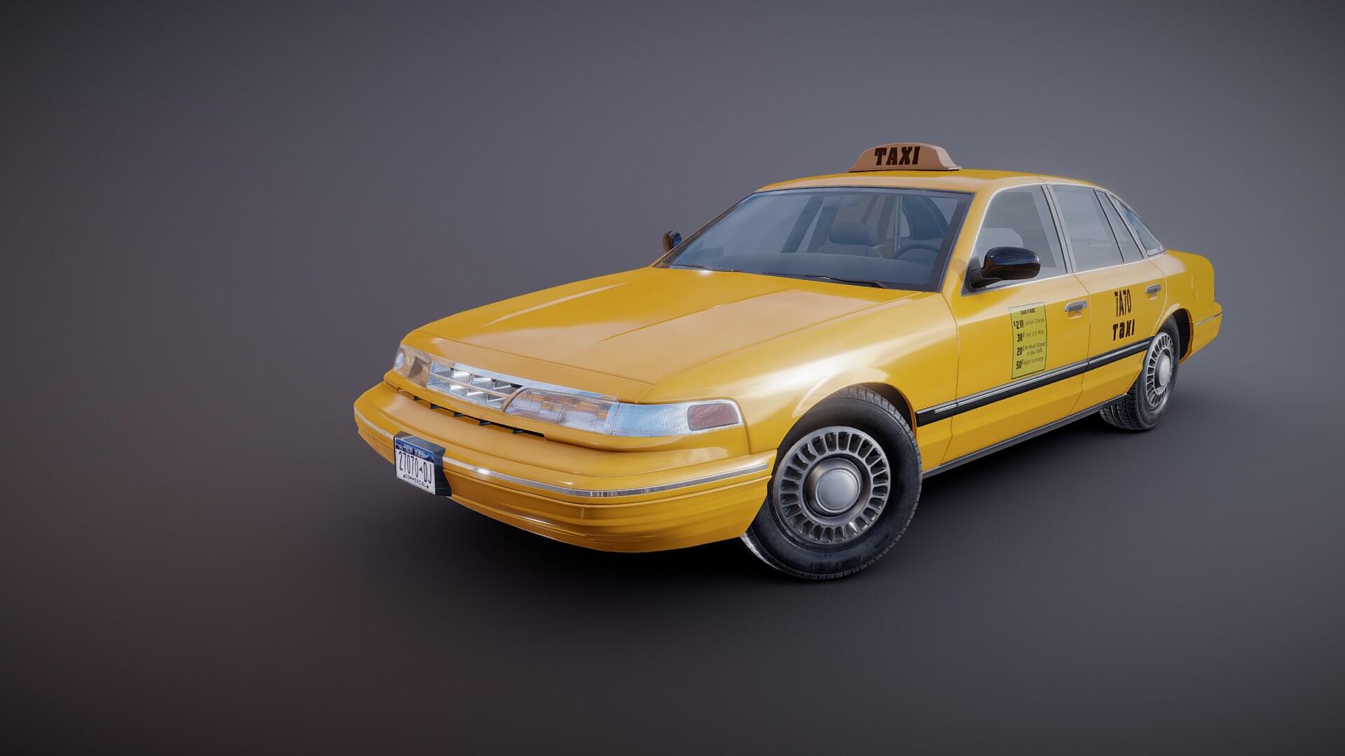 American 90s Taxi Sedan - 3D Model by Veaceslav Condraciuc