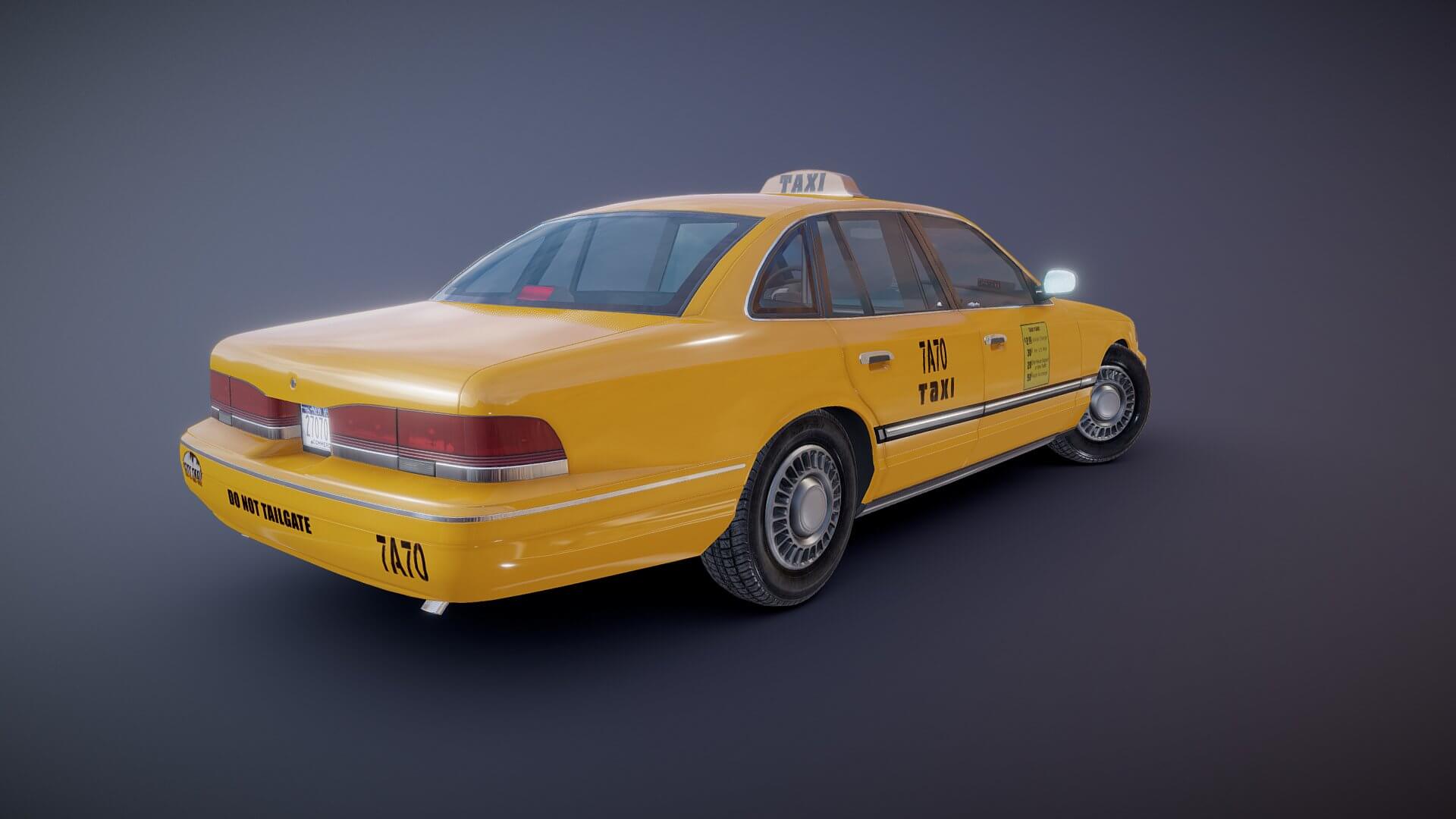 American 90s Taxi Sedan - 3D Model by Veaceslav Condraciuc