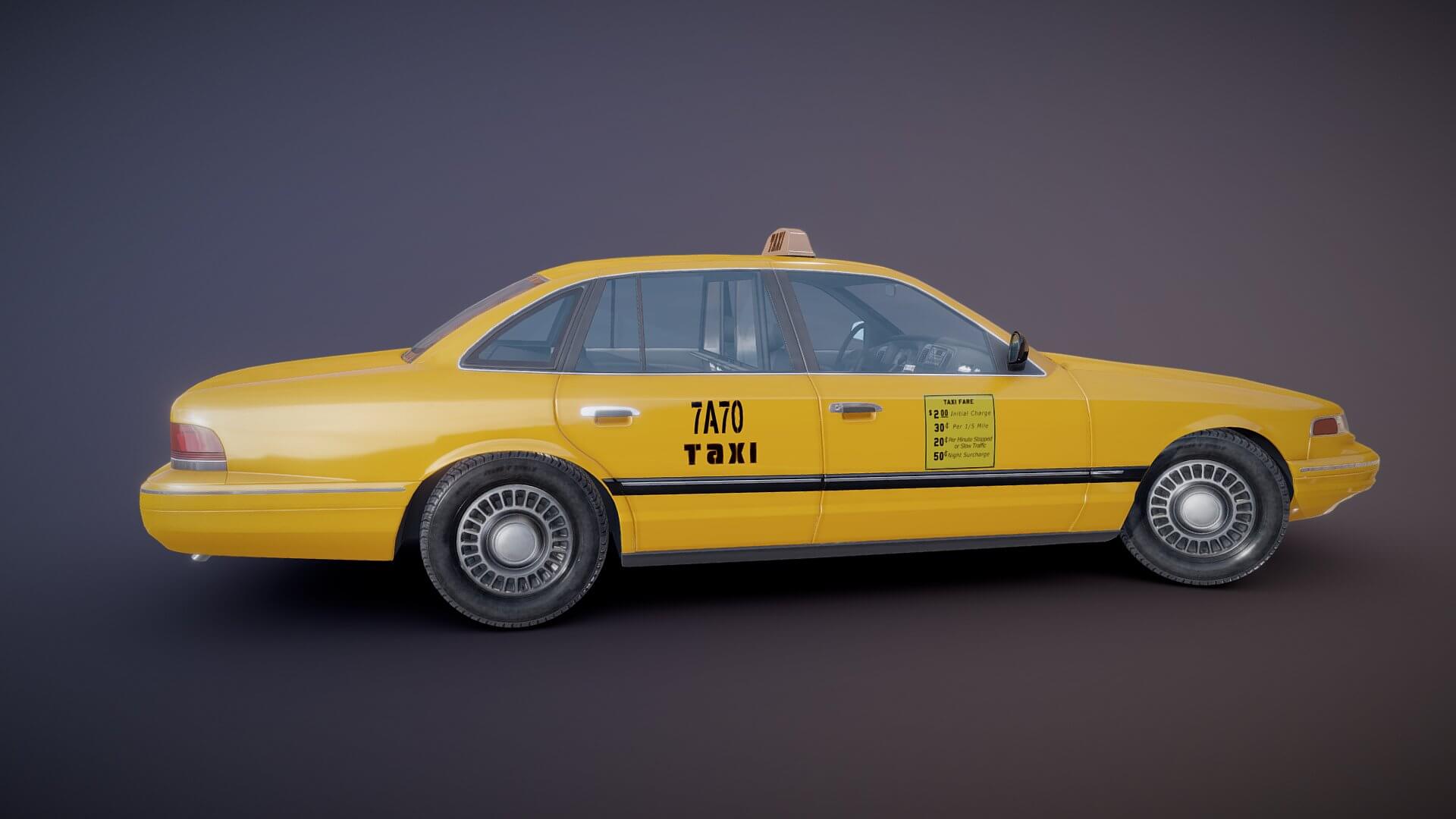 American 90s Taxi Sedan - 3D Model by Veaceslav Condraciuc