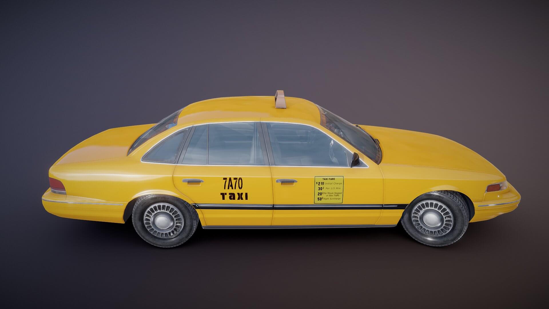 American 90s Taxi Sedan - 3D Model by Veaceslav Condraciuc