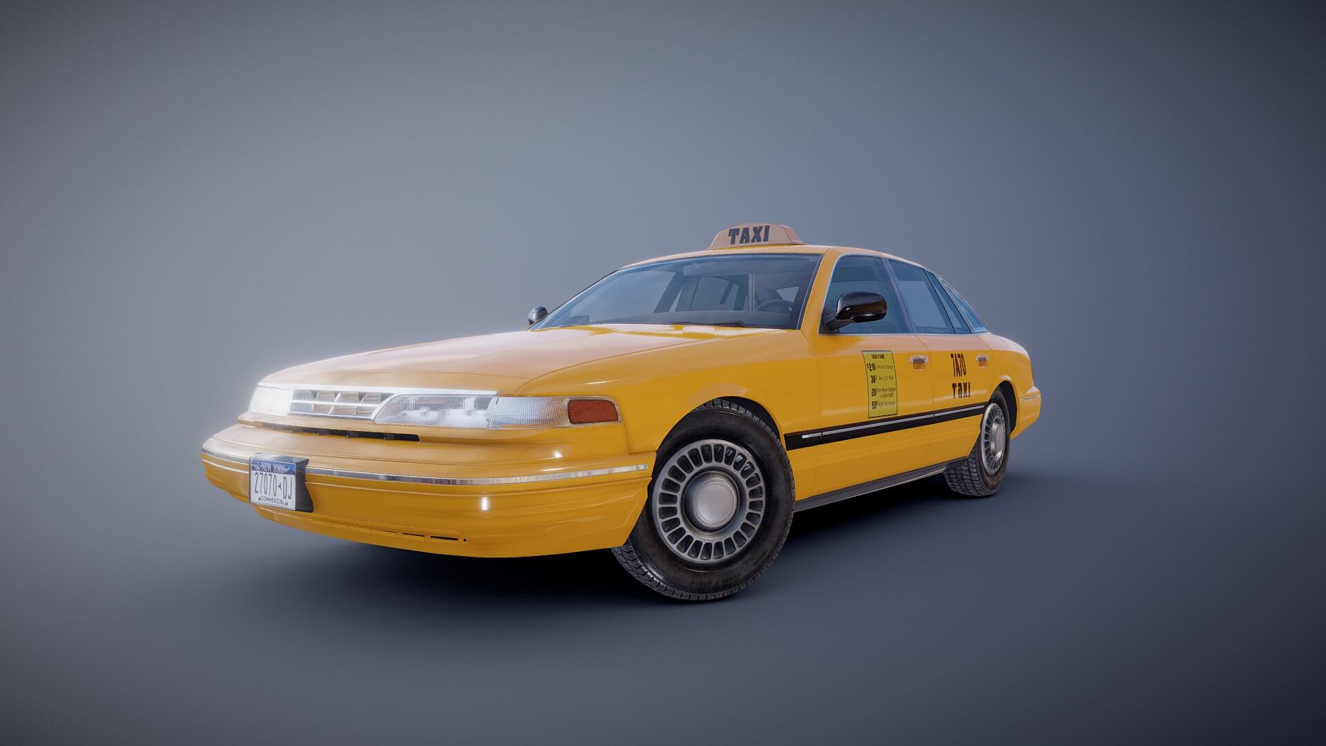 American 90s Taxi Sedan - 3D Model by Veaceslav Condraciuc