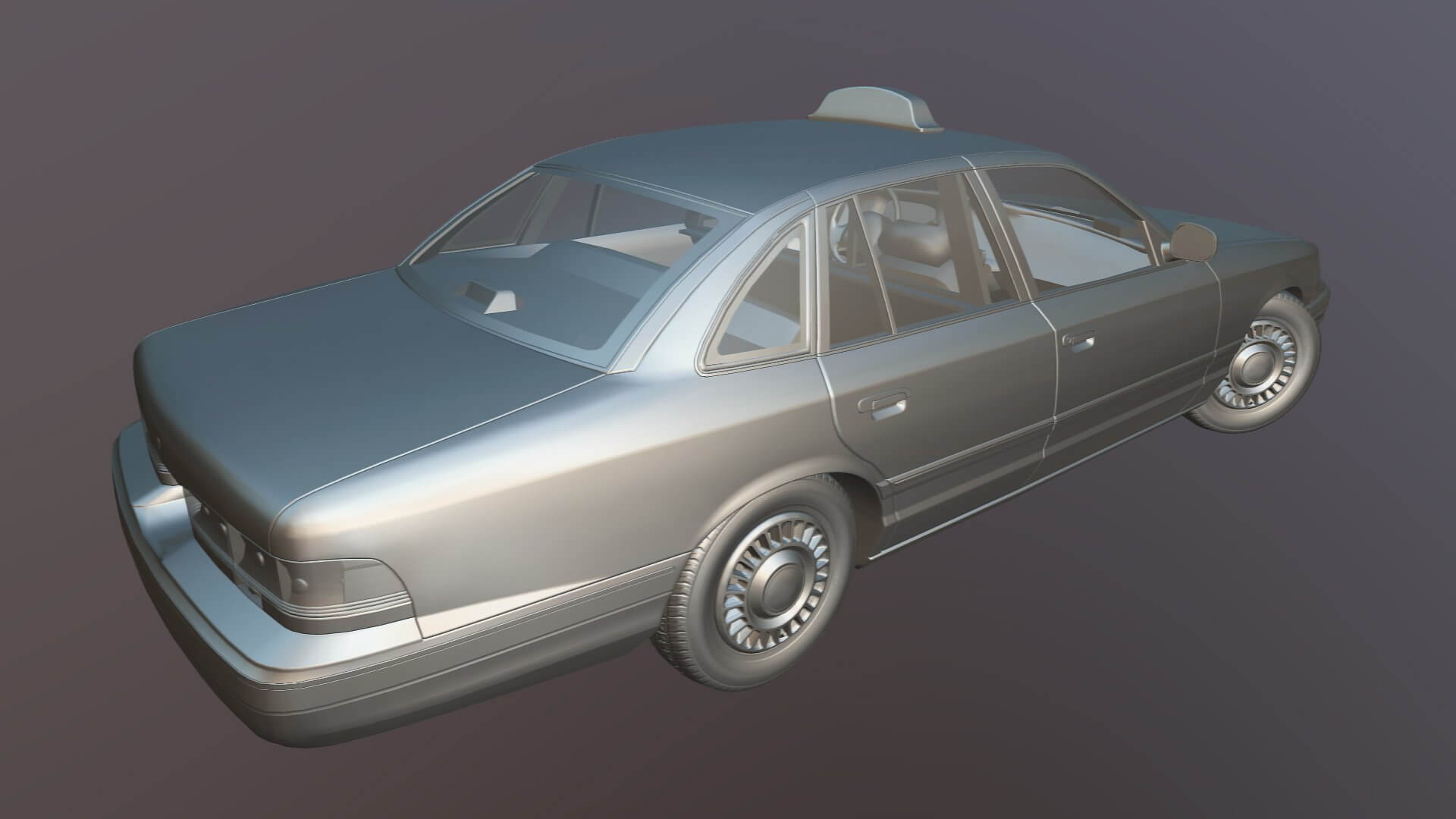American 90s Taxi Sedan - 3D Model by Veaceslav Condraciuc