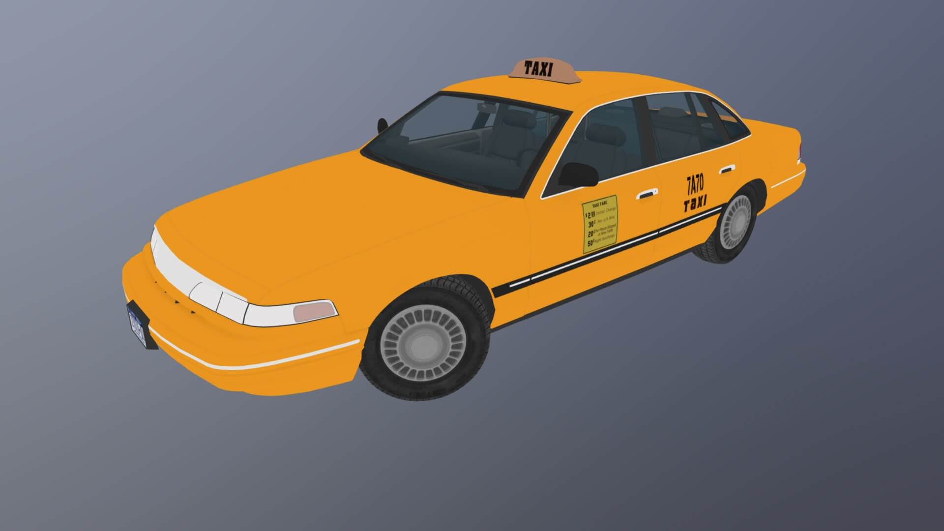 American 90s Taxi Sedan - 3D Model by Veaceslav Condraciuc