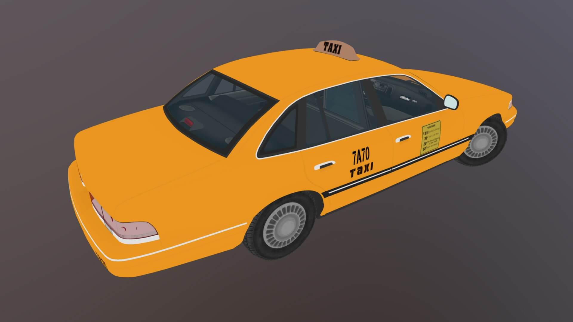 American 90s Taxi Sedan - 3D Model by Veaceslav Condraciuc