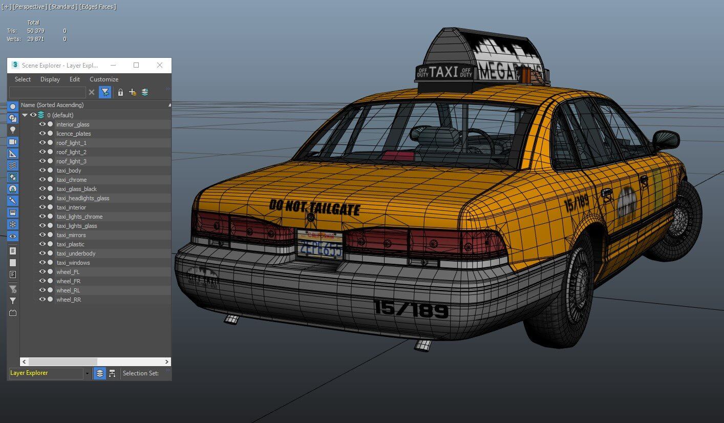 American 90s Taxi Sedan - 3D Model by Veaceslav Condraciuc
