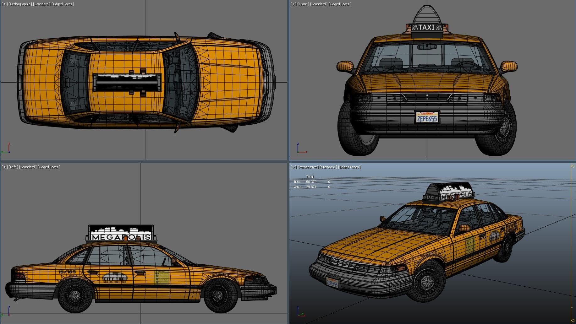American 90s Taxi Sedan - 3D Model by Veaceslav Condraciuc