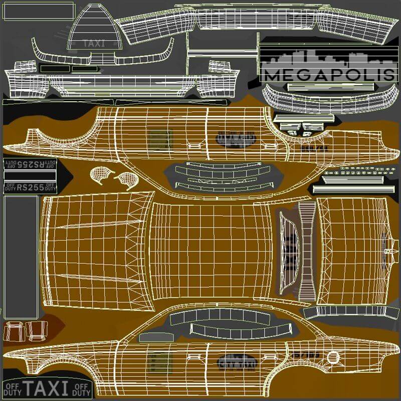 American 90s Taxi Sedan - 3D Model by Veaceslav Condraciuc