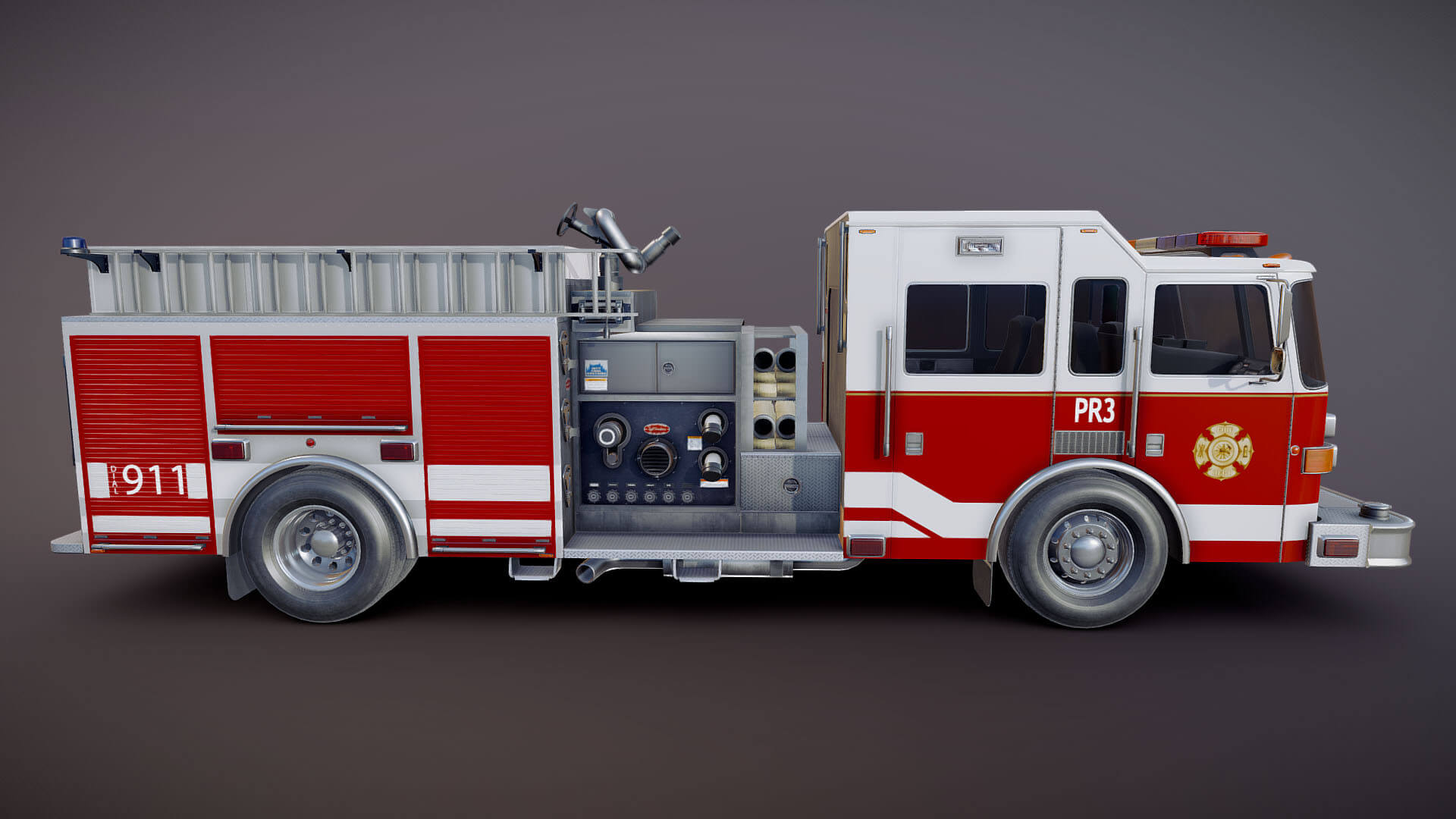 American Fire Truck - 3D Model by Veaceslav Condraciuc