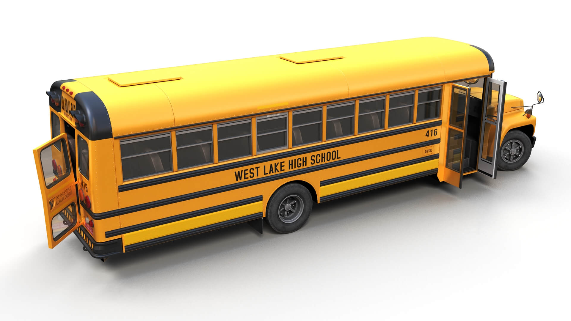 American Generic School Mid Bus - 3D Model by Veaceslav Condraciuc