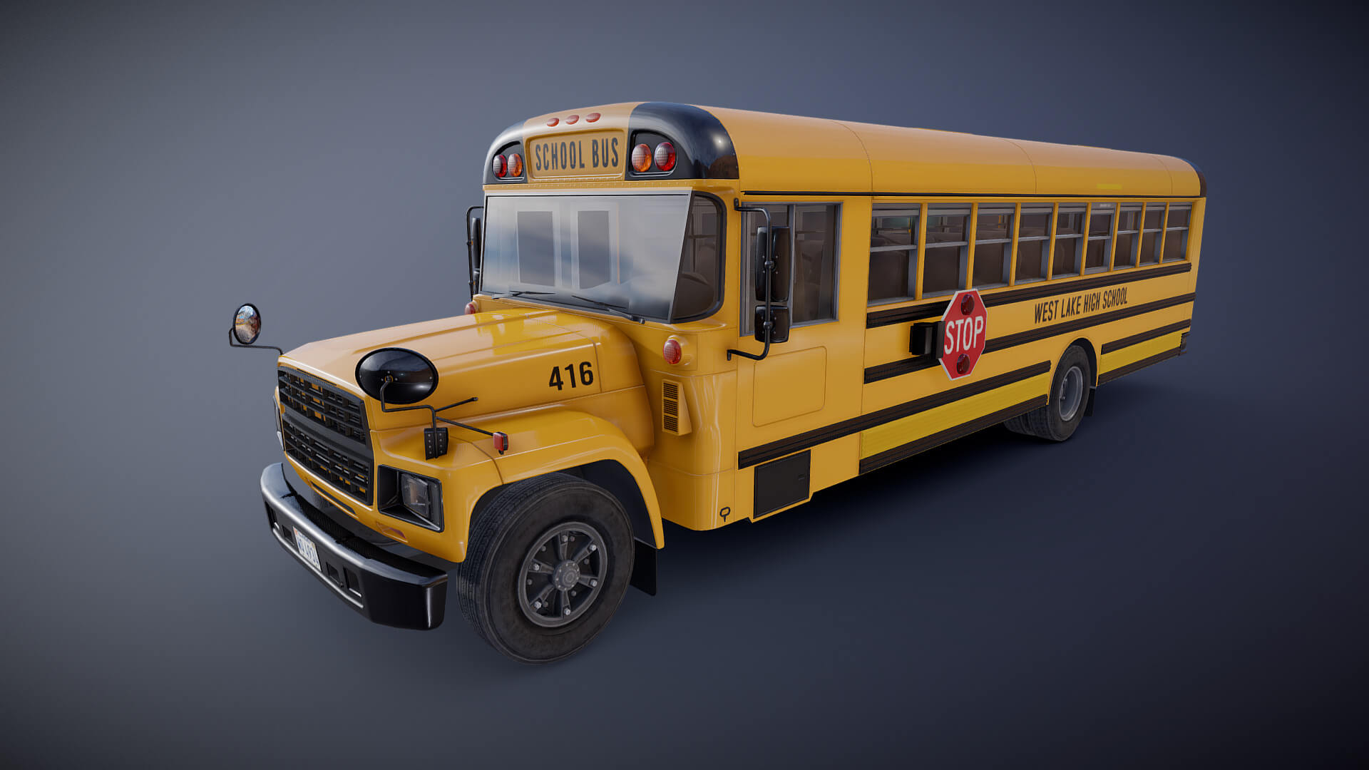 American Generic School Mid Bus - 3D Model by Veaceslav Condraciuc