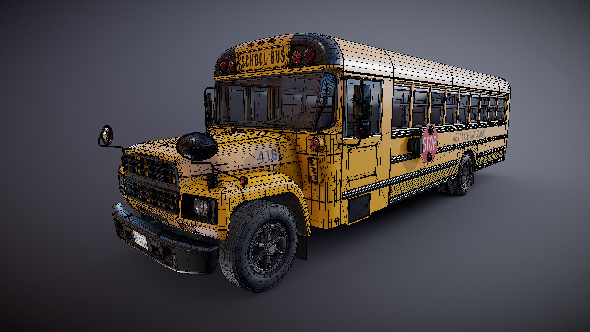 American Generic School Mid Bus - 3D Model by Veaceslav Condraciuc