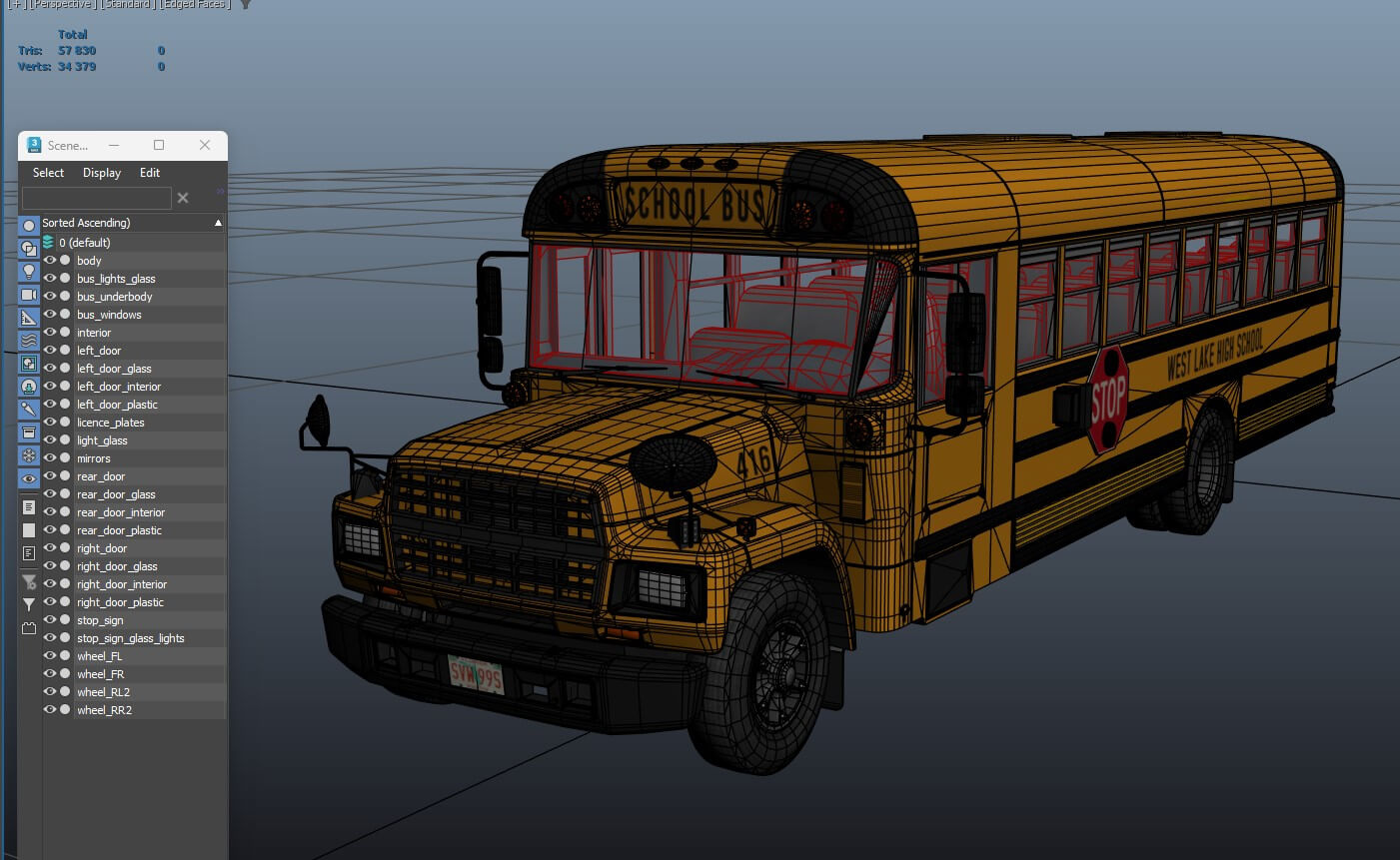 American Generic School Mid Bus - 3D Model by Veaceslav Condraciuc