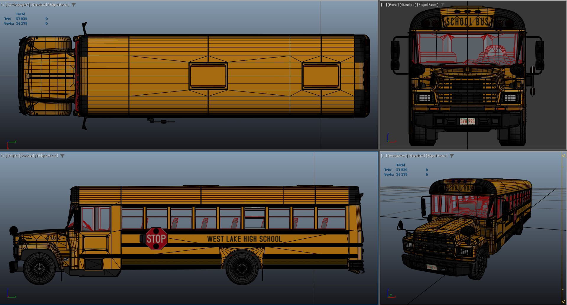 American Generic School Mid Bus - 3D Model by Veaceslav Condraciuc